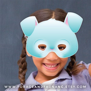 Blue Easter Hare Printable Costume Party Mask Bunny Mask Animal Mask ...