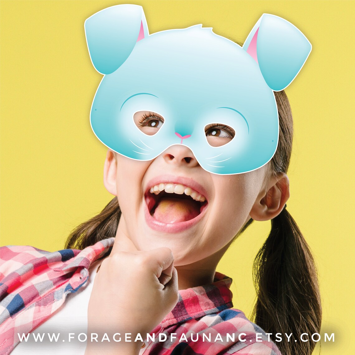 Blue Easter Hare Printable Costume Party Mask Bunny Mask Animal Mask ...
