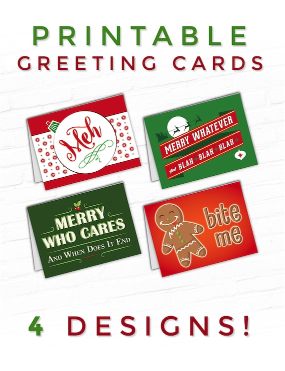 Snarky Christmas Card Pack Set of 4 Funny Sarcastic Festive | Etsy