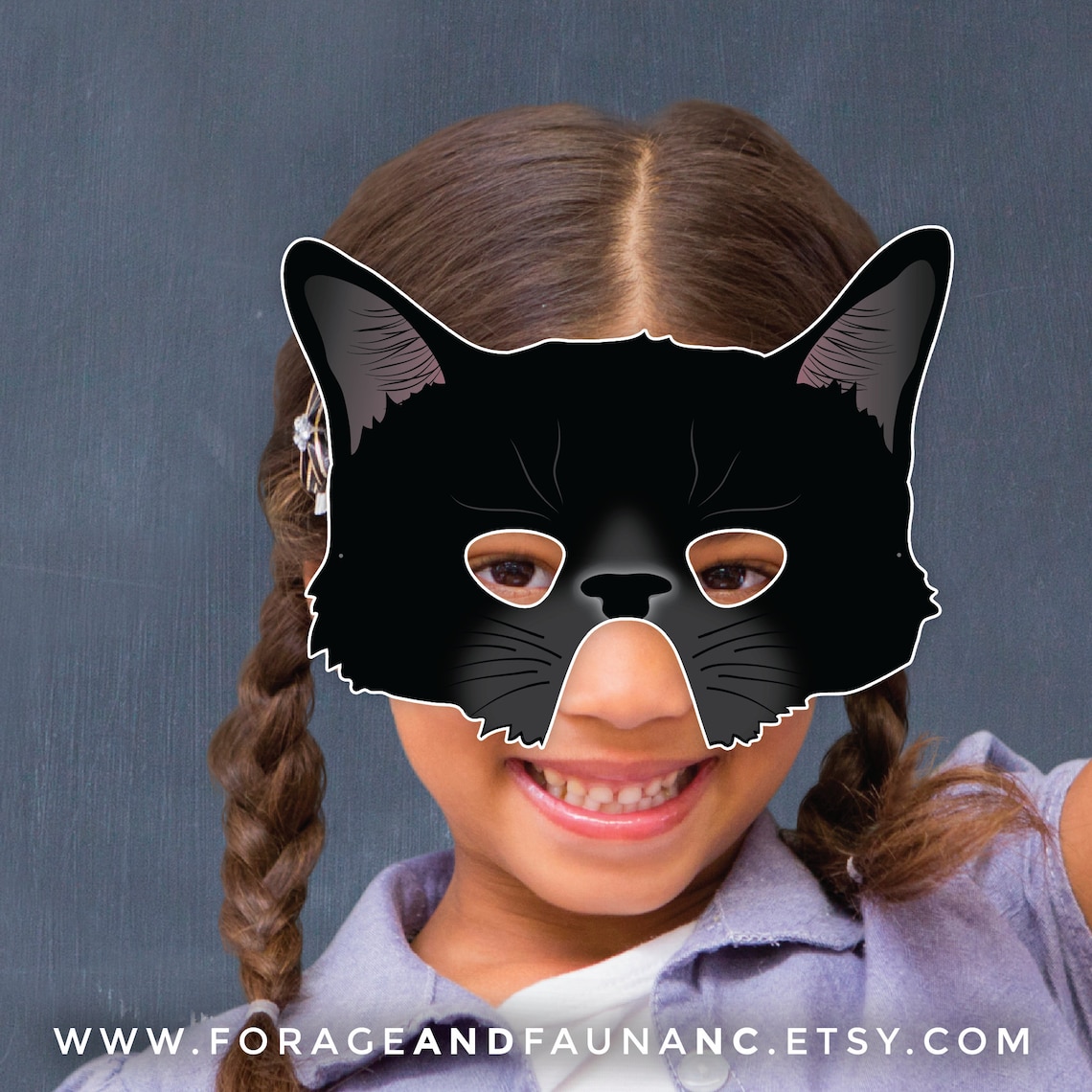 Black Cat Printable Mask Halloween Mask Witches Familiar Mask - Etsy