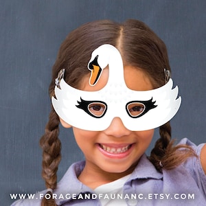 Swan Printable Bird Mask White Goose Printable Halloween Party Costume ...