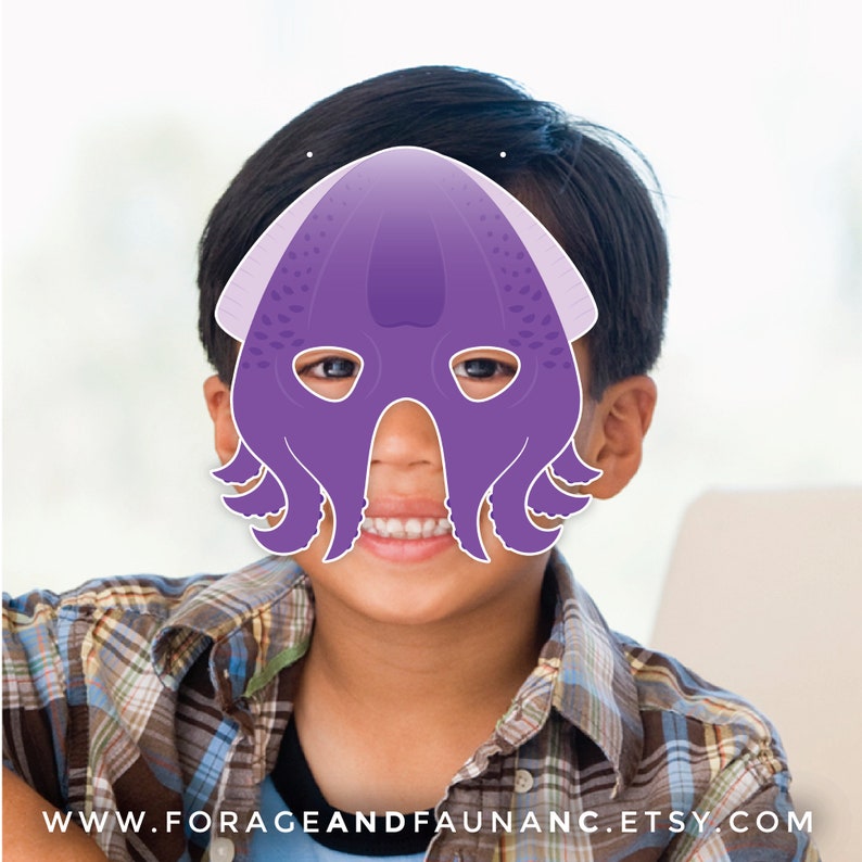 Squid Mask Kraken Cephalopod Printable Sea Monster Animal Mask | Etsy