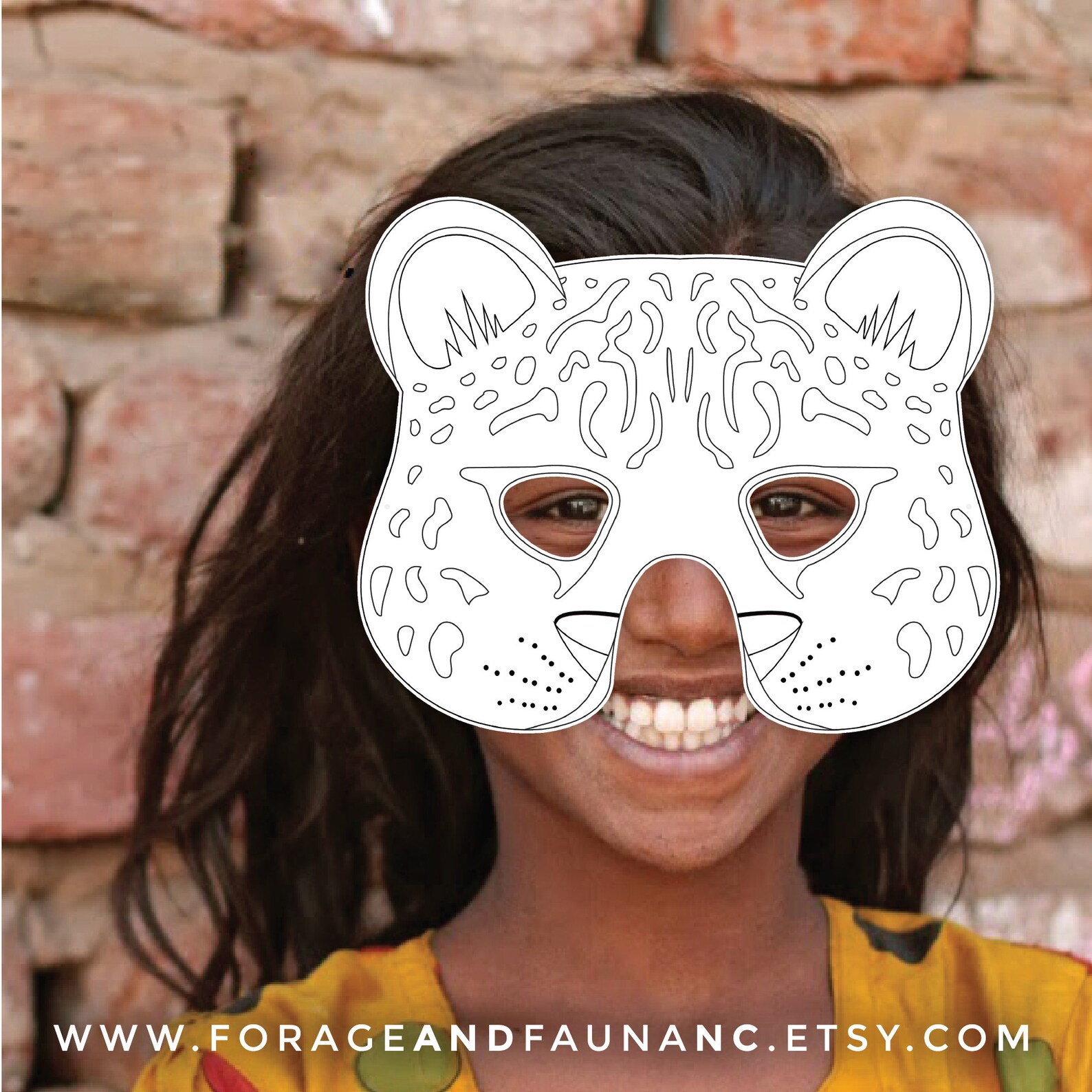 Leopard Coloring Mask Printable Halloween Big Cat Coloring - Etsy