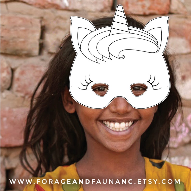 Unicorn Coloring Printable Mask Fun Activity Cosplay Mythical Animal ...