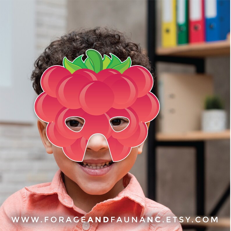 Raspberry Printable Party Mask Halloween Cute Kids Fruit - Etsy