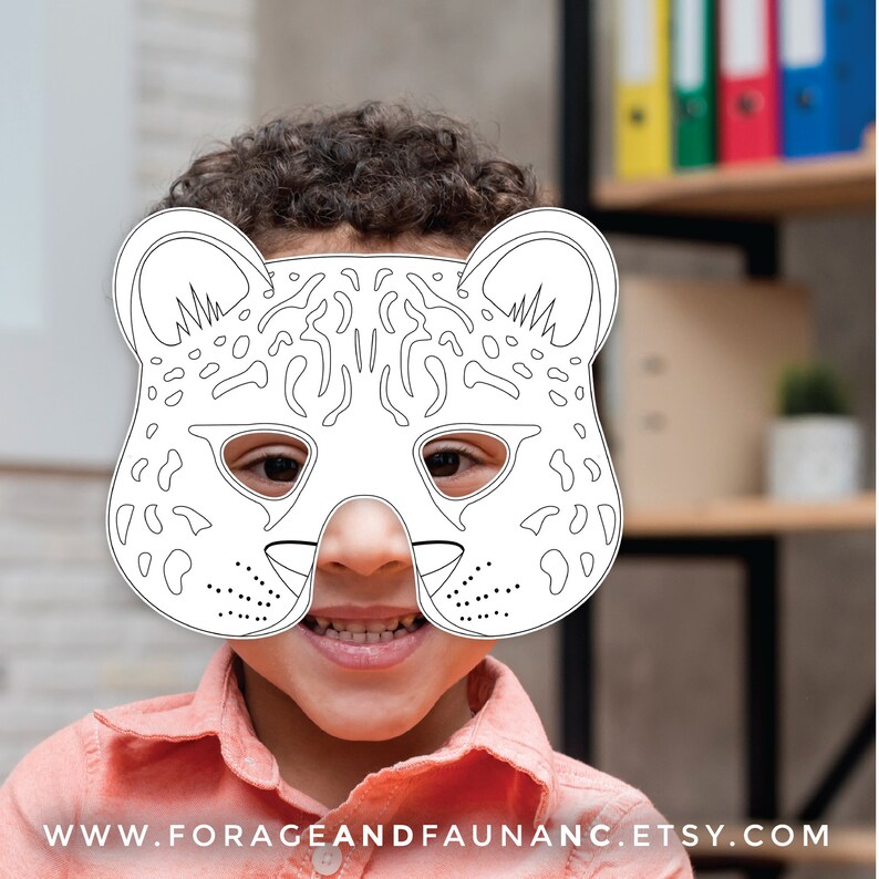 Leopard Coloring Mask Printable Halloween Big Cat Coloring Book Page ...