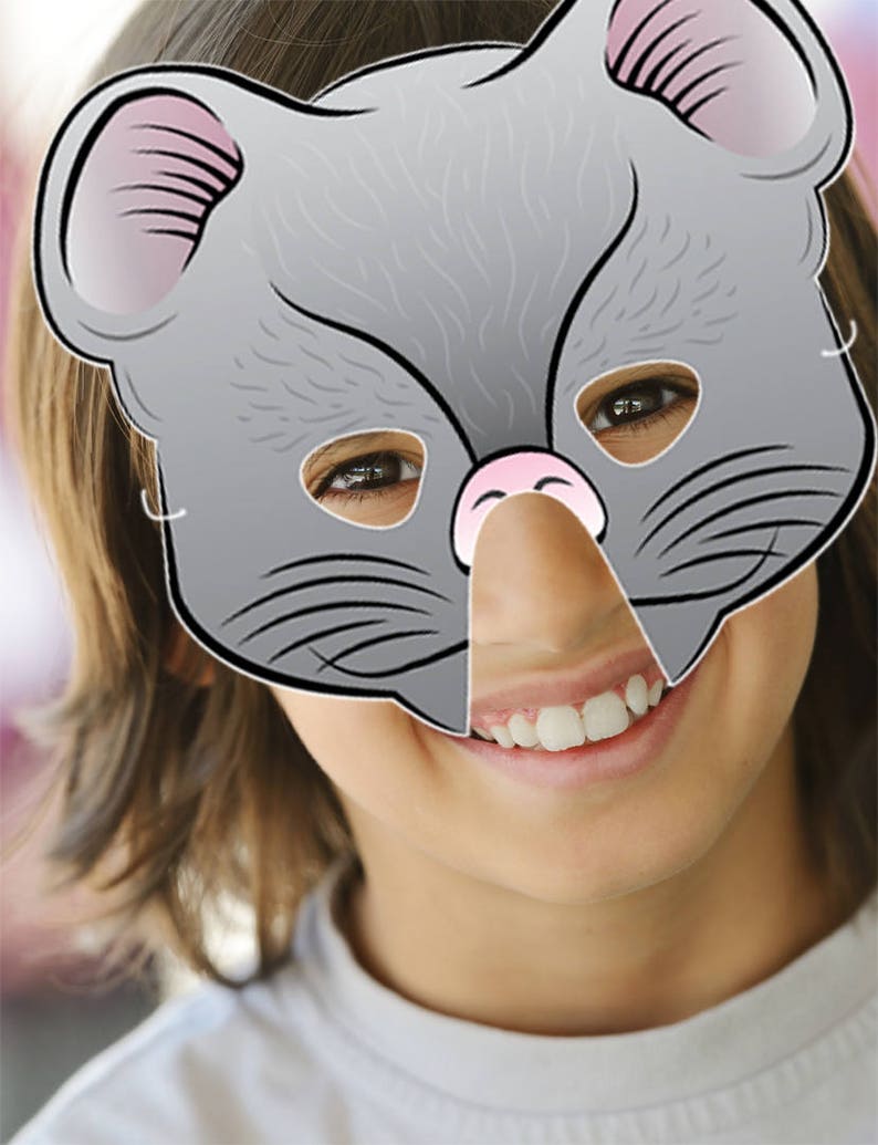 Ferret Weasel Printable Animal Party Mask Gray Ferret Animal - Etsy