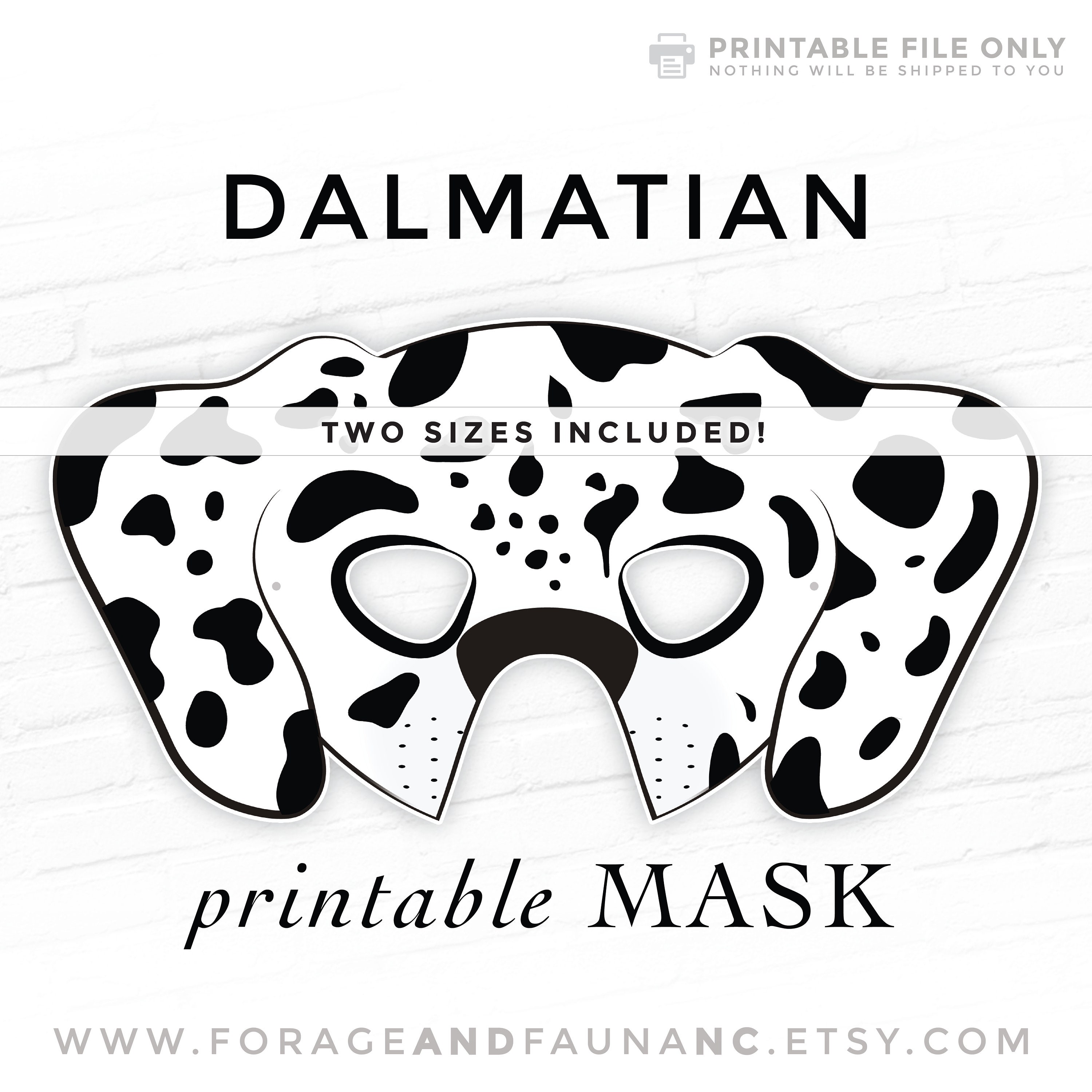 Dalmatian Printable Dog Mask Doggo Puppy Black White Spotted Canine ...