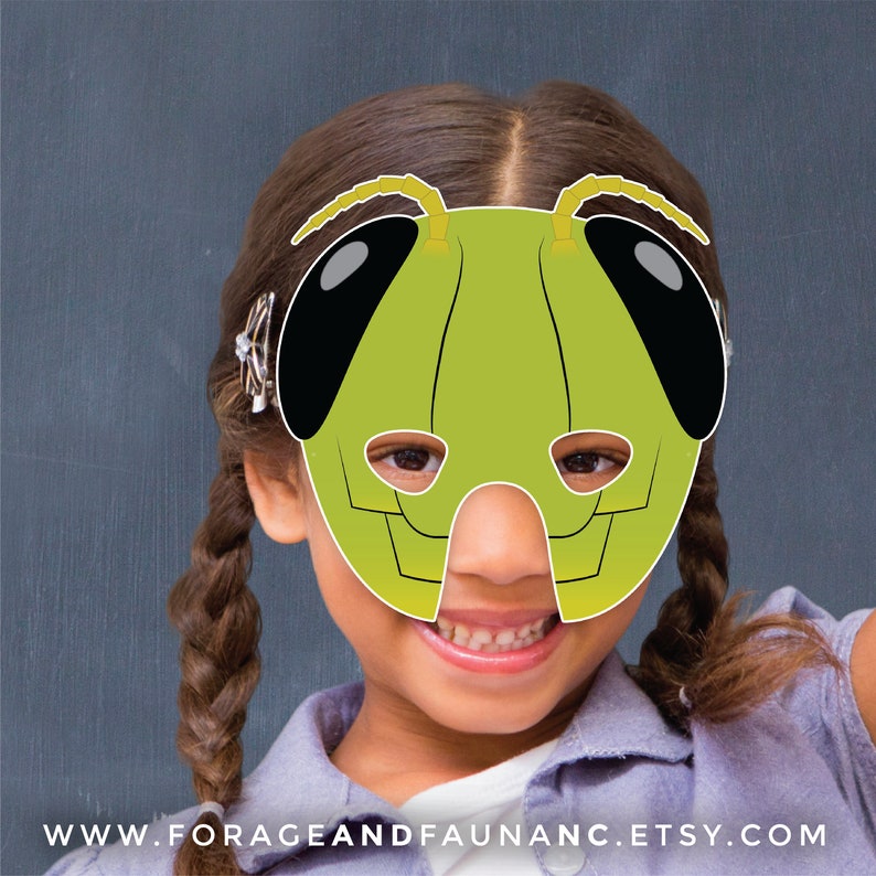 Grasshopper Printable Mask Printable Katydid Bug Mask Green | Etsy