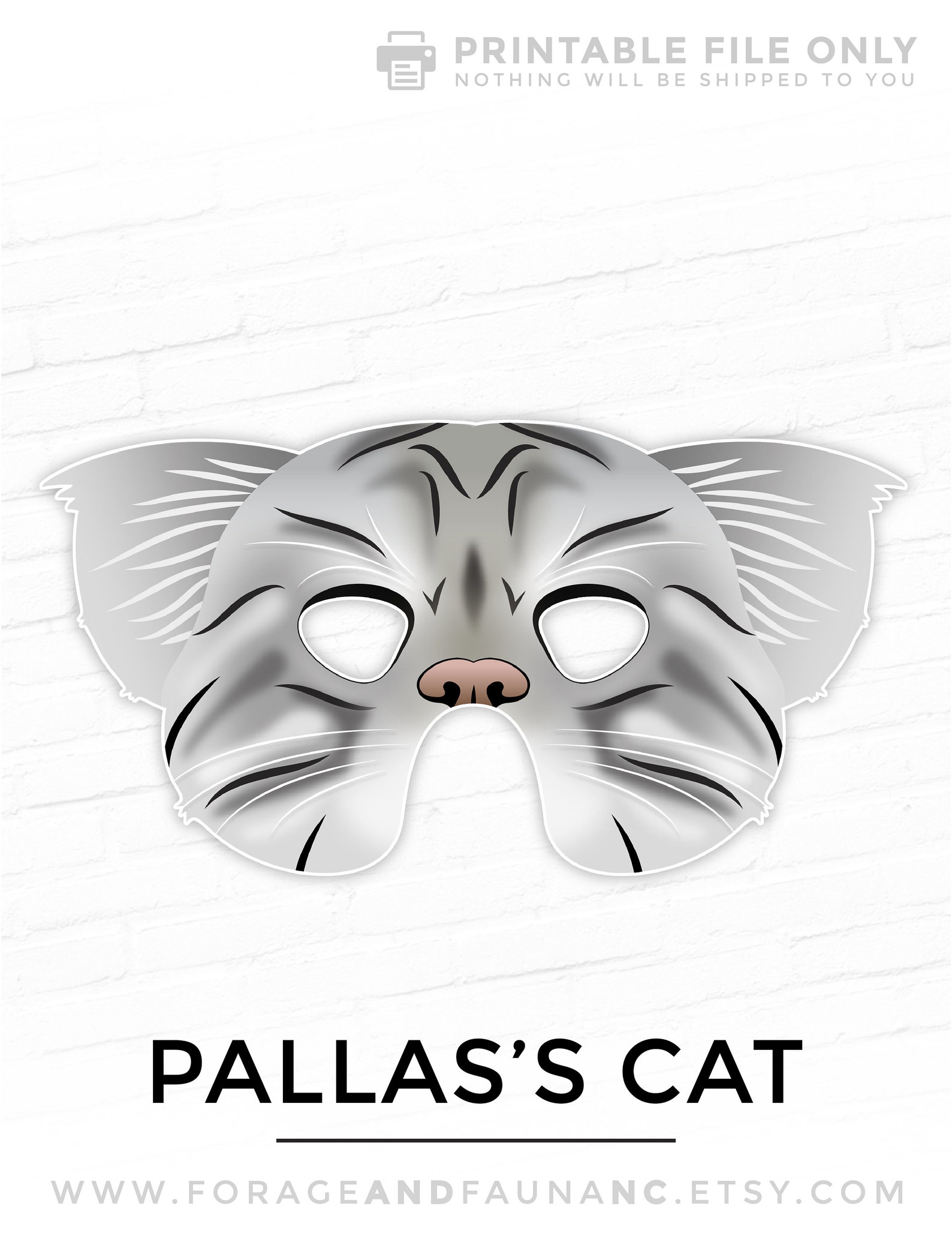 Printable Pallas's Cat Mask Wild Cat Mask Manul Cat Mask - Etsy