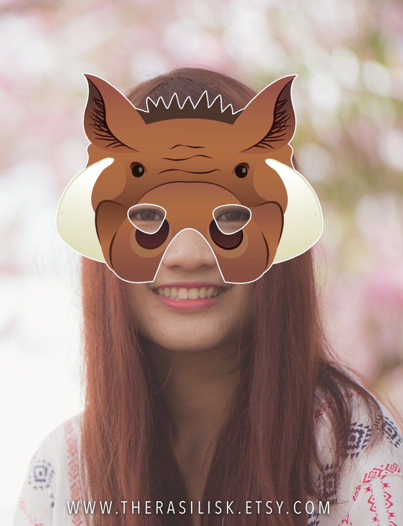 Warthog Mask Wild Boar Mask Printable Mask Animal Mask Wild | Etsy