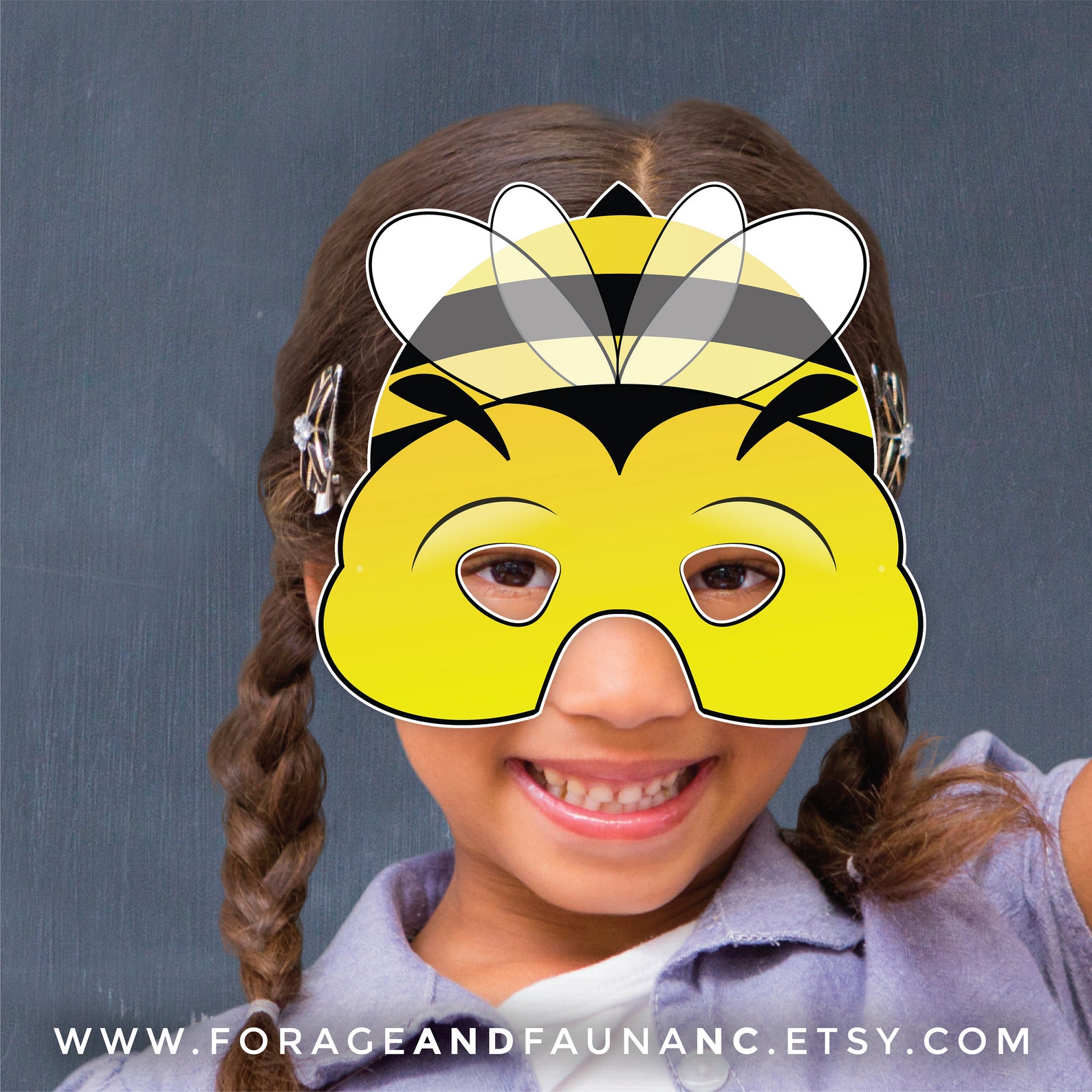Printable Bumblebee Halloween Mask Photo Booth Prop Printable Bee Mask ...