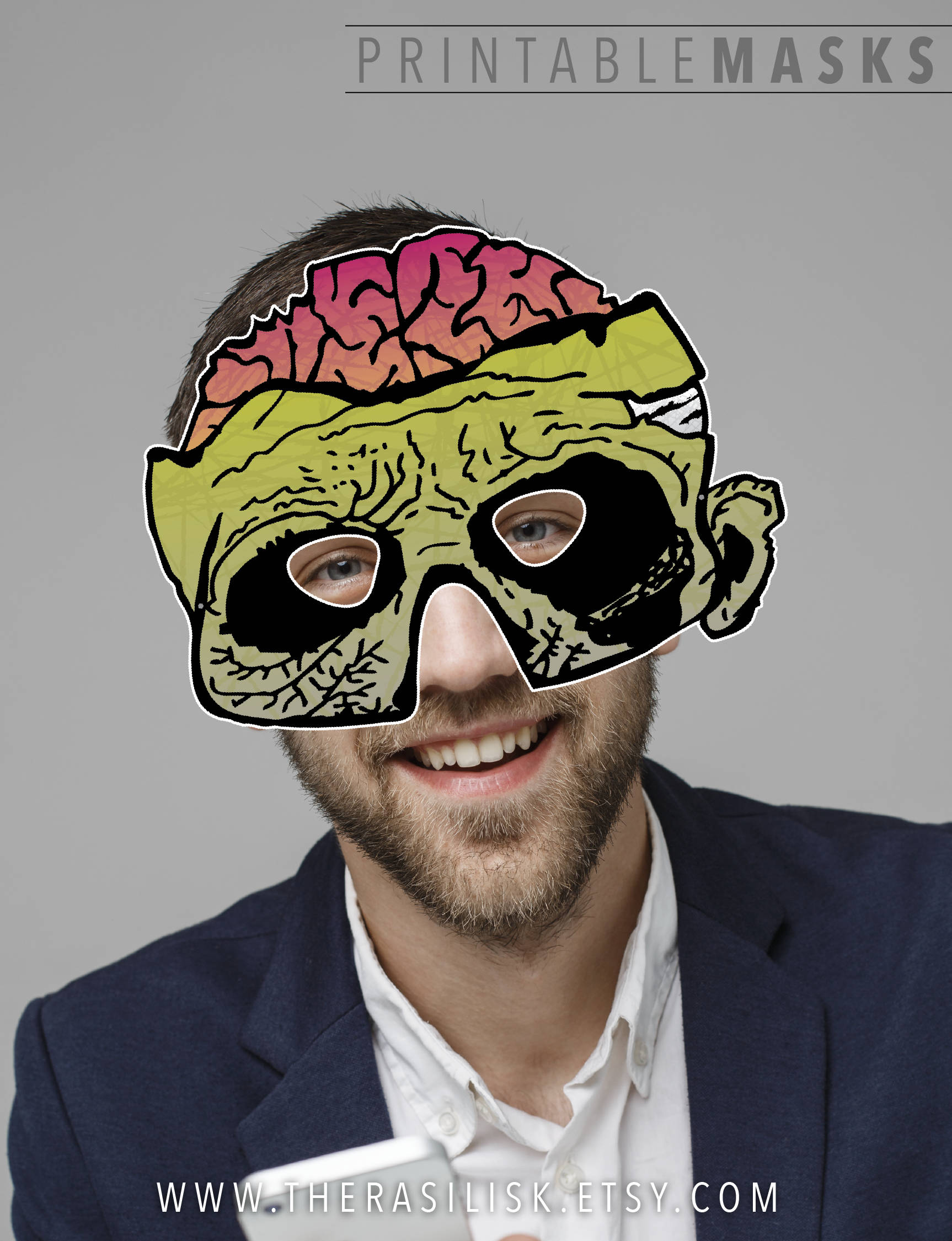 Halloween Mask, Zombie Printable Mask, Walking Corpse, Walker, Ghoul ...