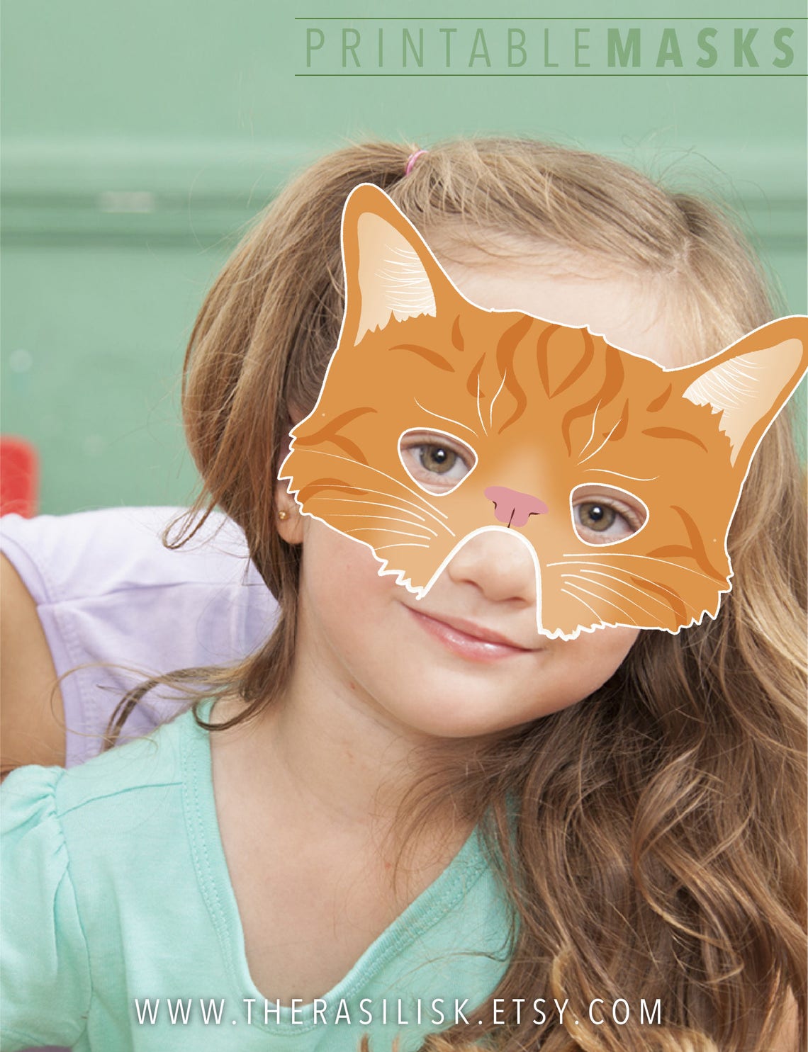 Orange Tabby Cat Mask Printable Cat Mask Kitty Kitten - Etsy