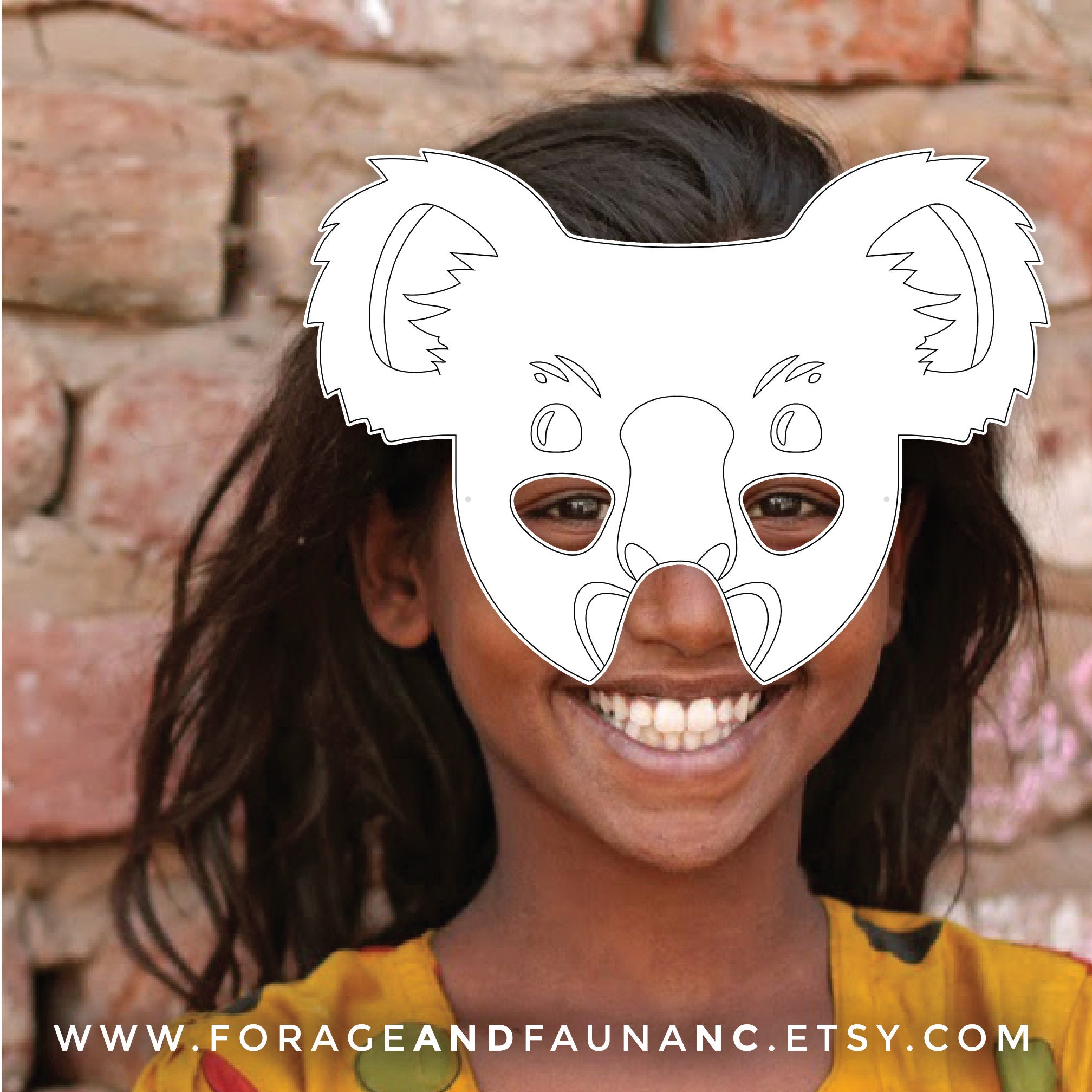 Koala Bear Coloring Mask Printable Coloring Fun Activity Page Animal ...