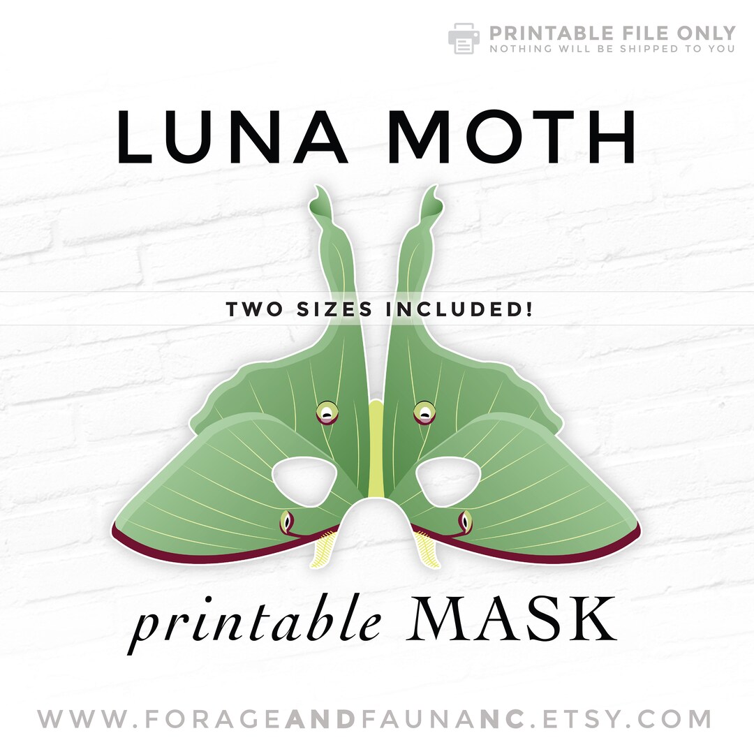 Luna Moth Printable Mask Costume Cosplay American Moon Moth Lepidoptera ...