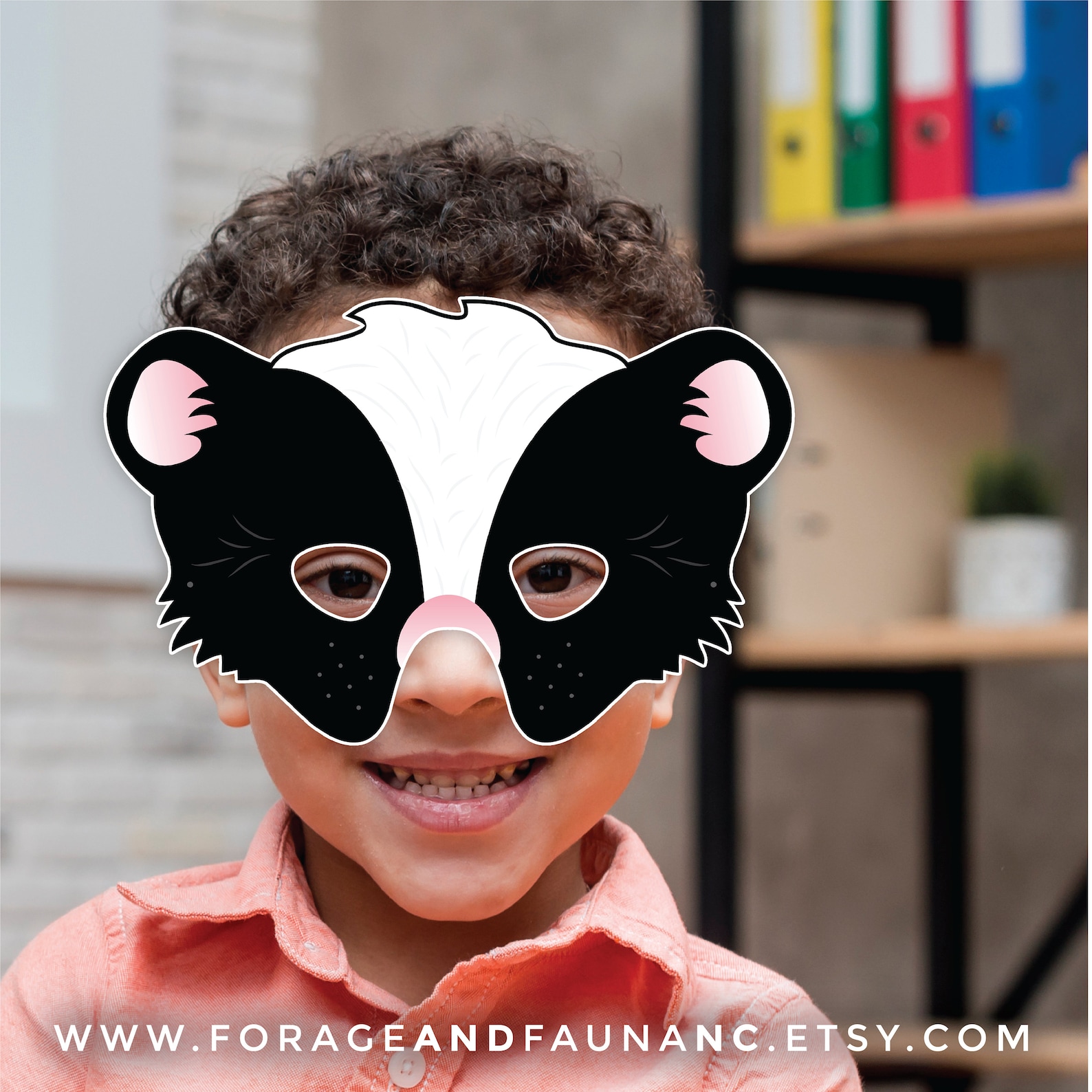 Skunk Printable Mask Animal Halloween Party Costume Masks - Etsy