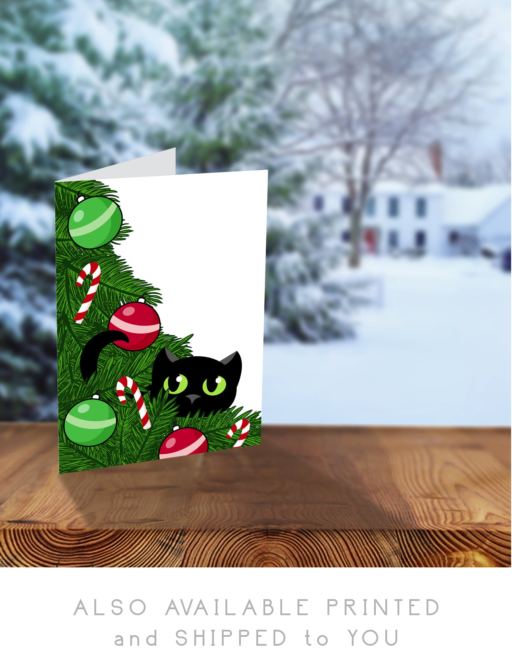 Printable Cat Card Cat Christmas Card Printable Christmas - Etsy