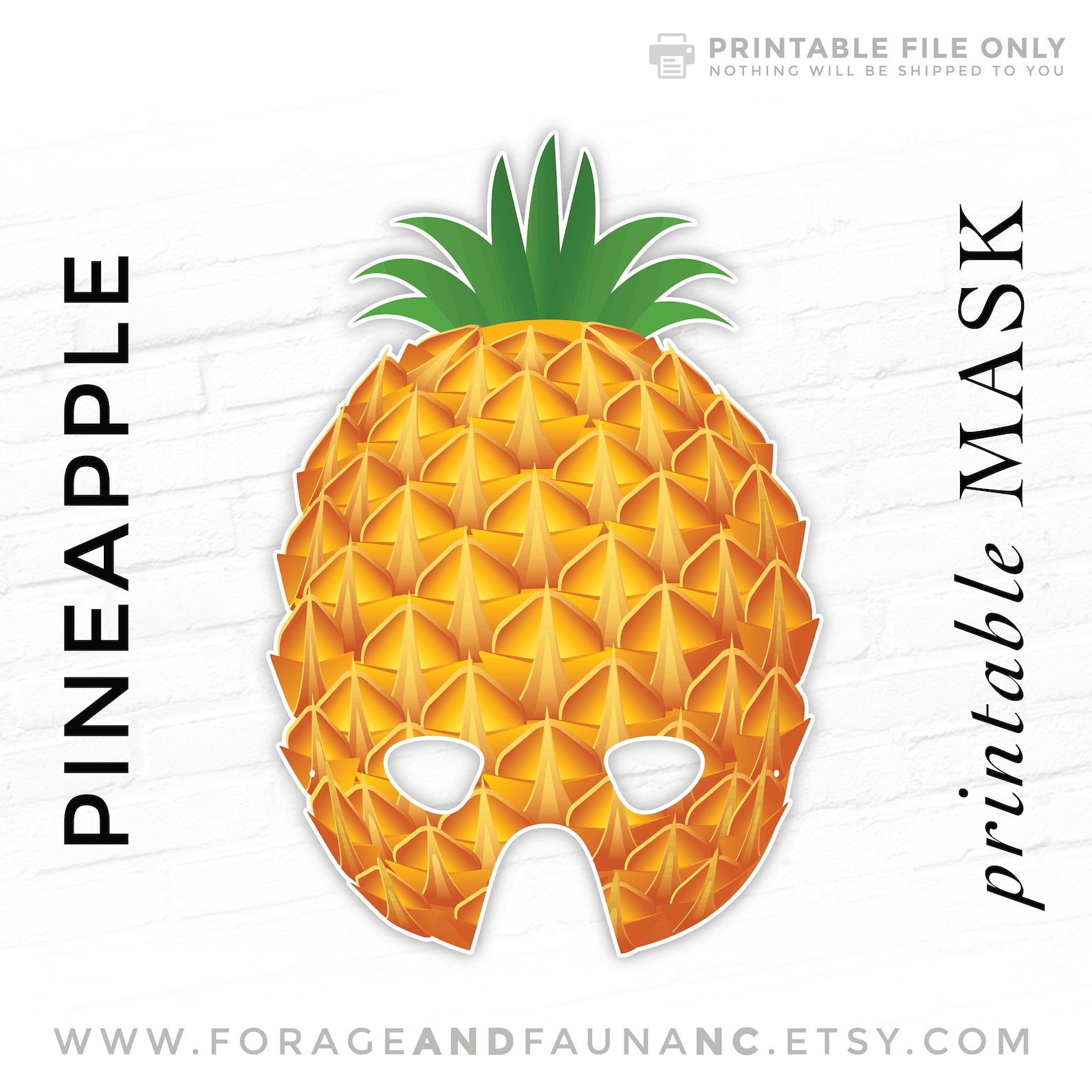 Pineapple Tropical Fruit Printable Party Mask | Tropical Fruit Mask ...