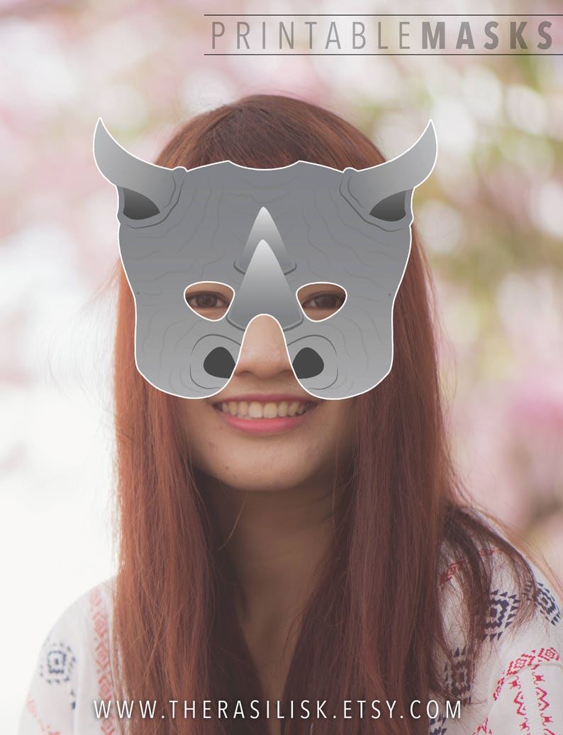 Printable Mask Rhino Mask Rhinoceros Mask Halloween Mask - Etsy