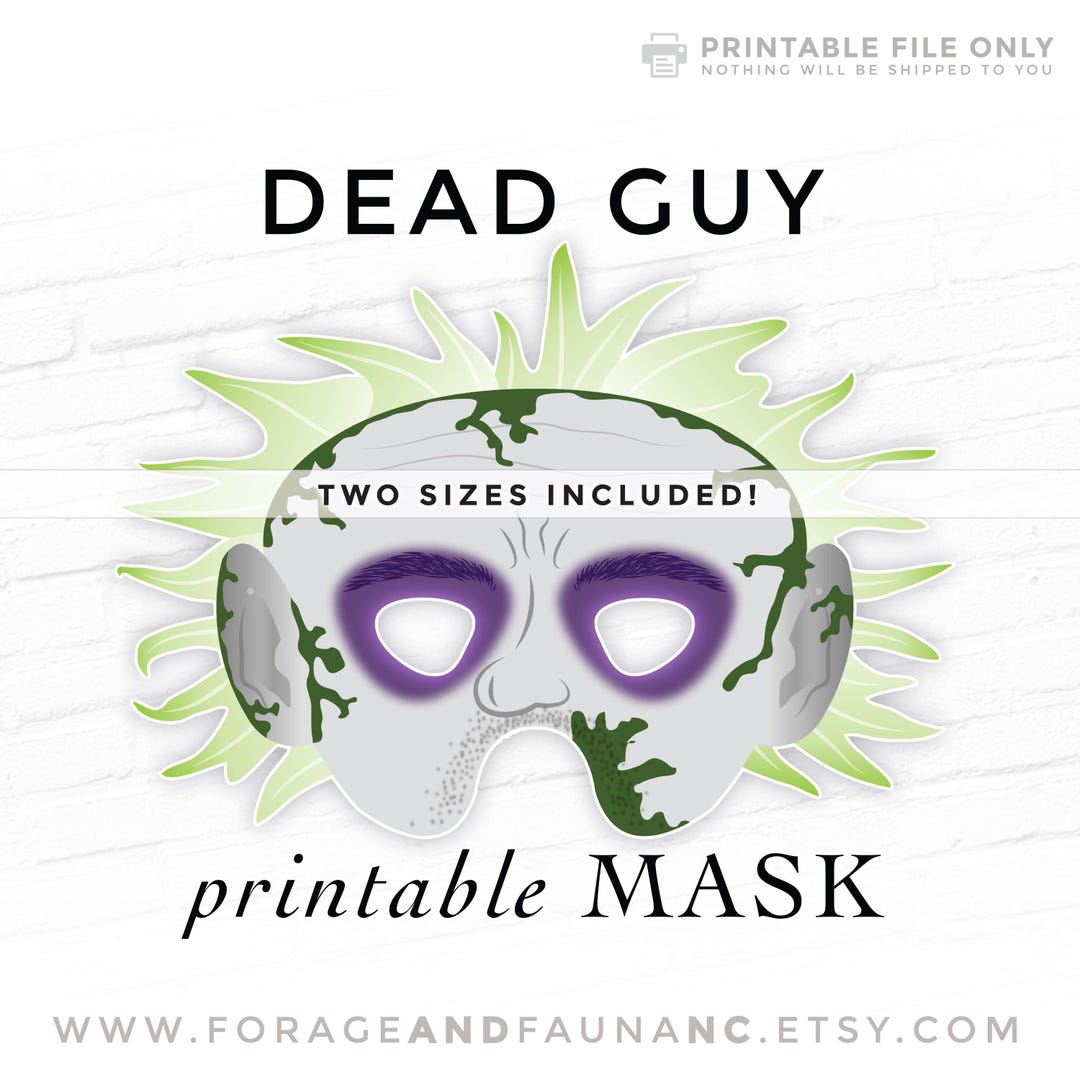 Dead Guy Printable Halloween Mask, Corpse Ghost Ghoul Zombie Undead Man ...