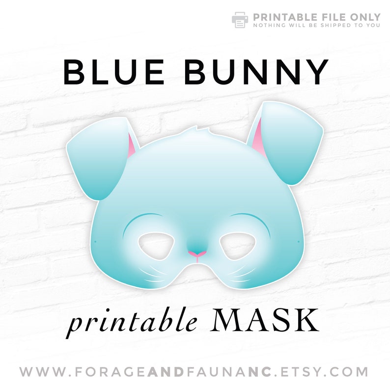 Blue Easter Hare Printable Costume Party Mask Bunny Mask Animal Mask ...