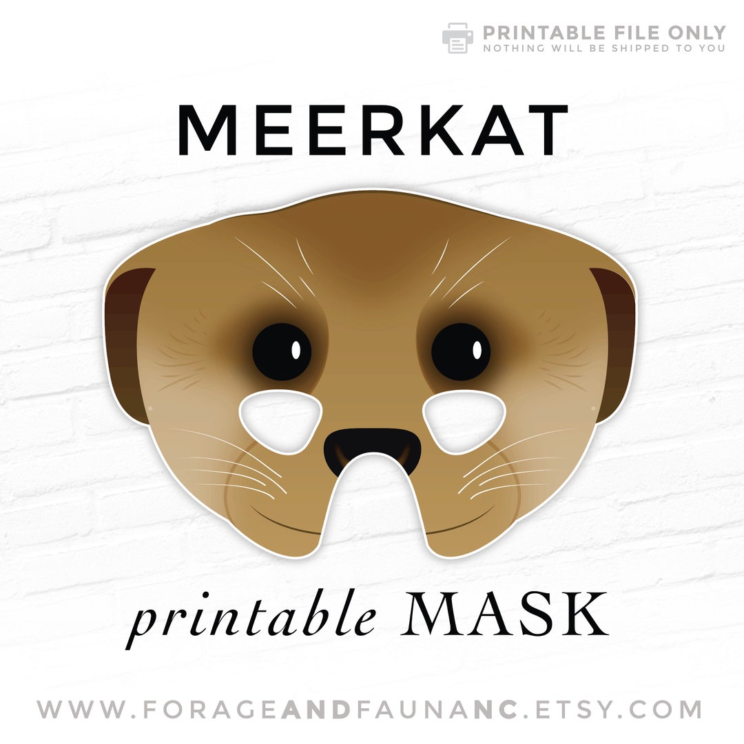 Meerkat Printable Animal Mask Costume DIY Paper Mask Meer Kat Cat ...