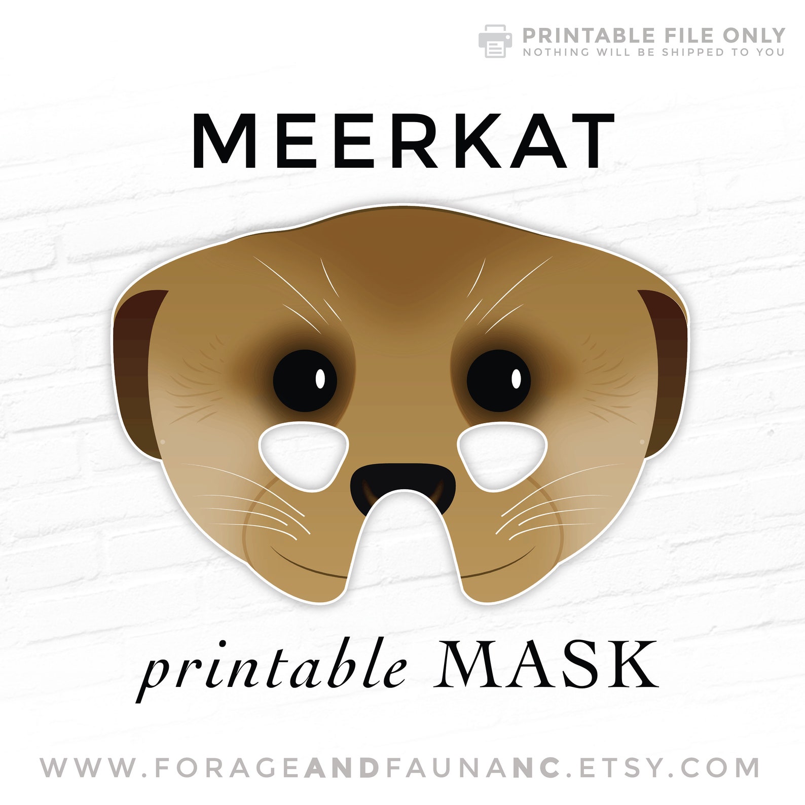 Meerkat Printable Animal Mask Costume DIY Paper Mask Meer Kat Cat ...