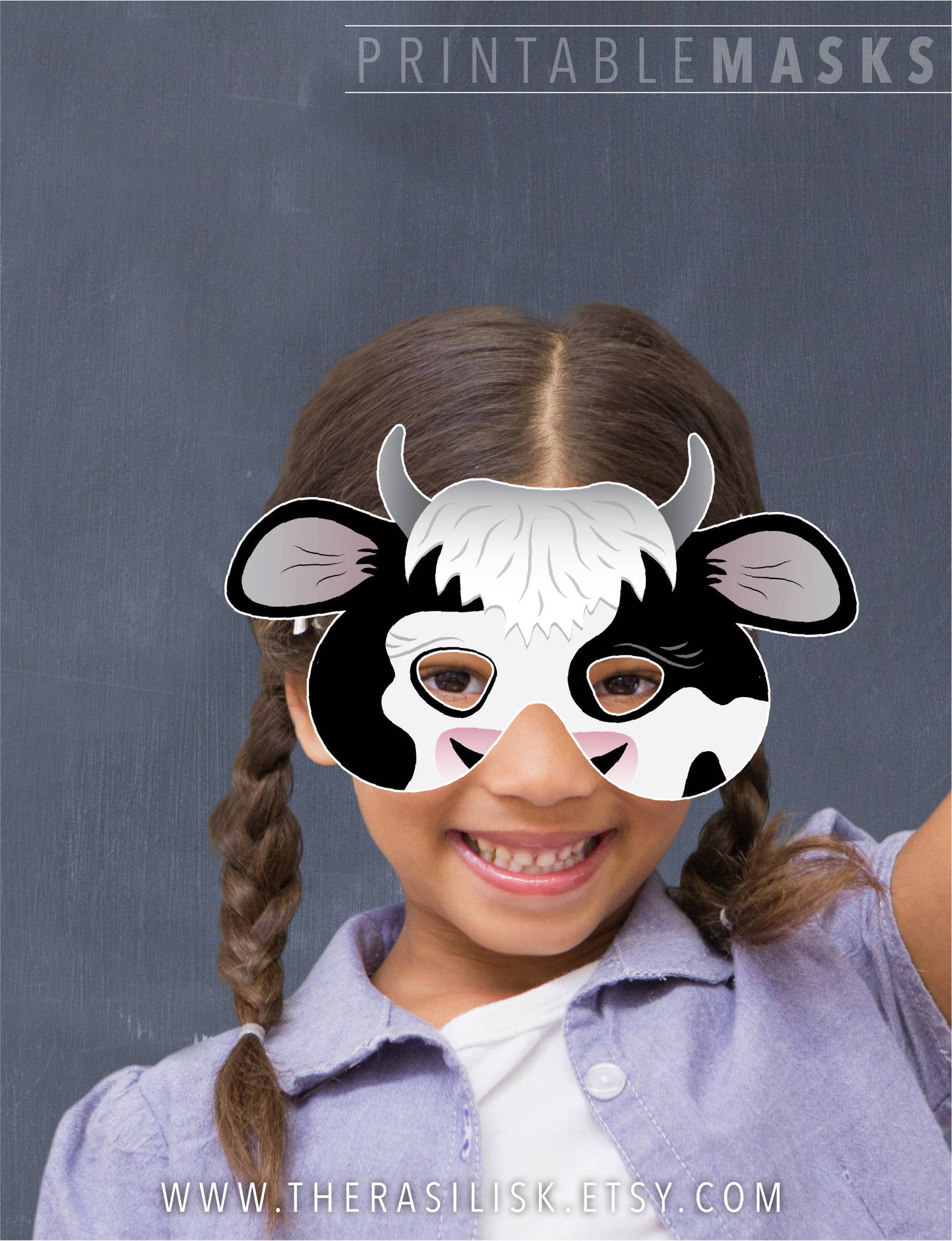 Cow Mask Animal Mask Halloween Mask Printable Mask Farm Animal | Etsy
