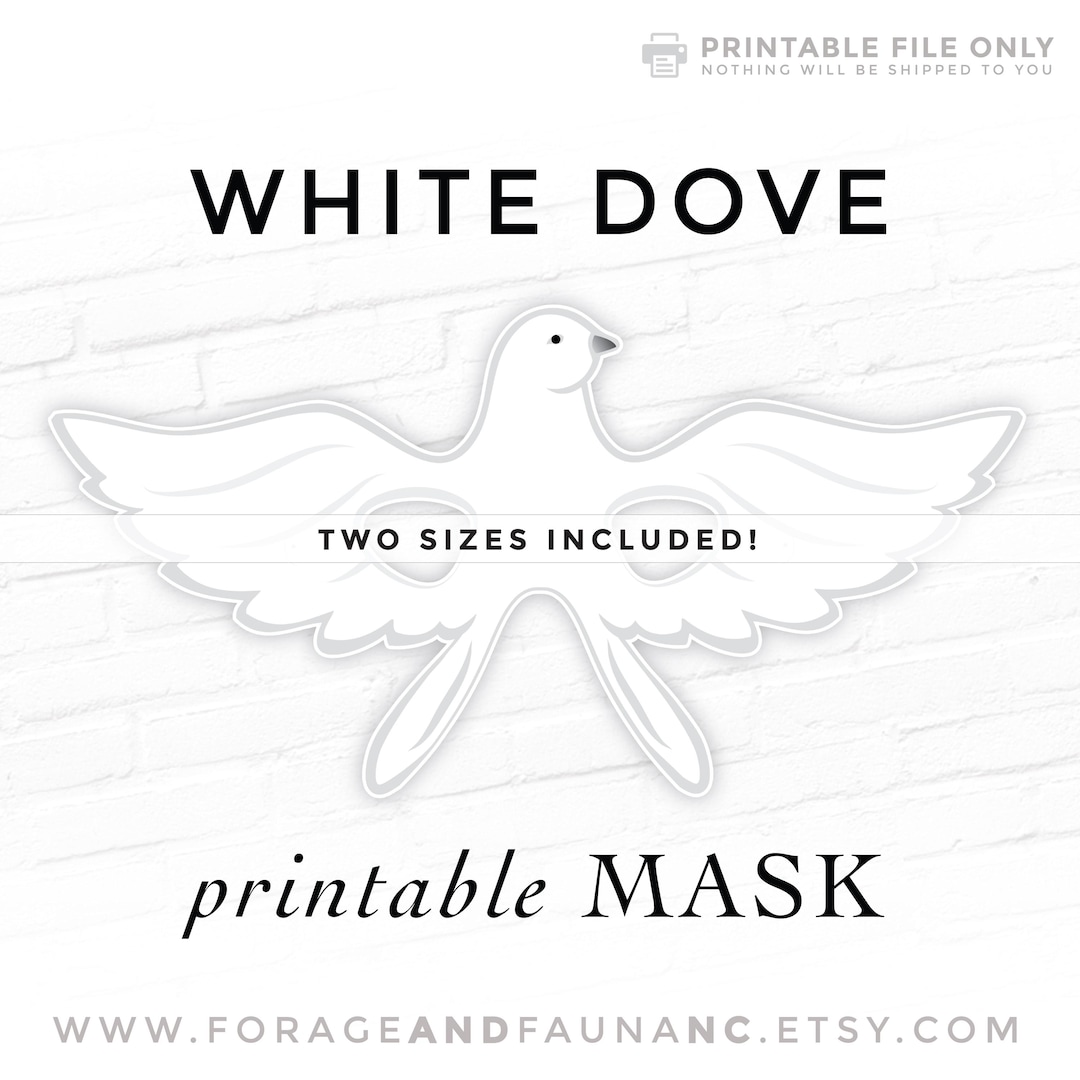 White Dove Printable Mask Nativity Scene Theater Masks Pigeon Rock Dove ...