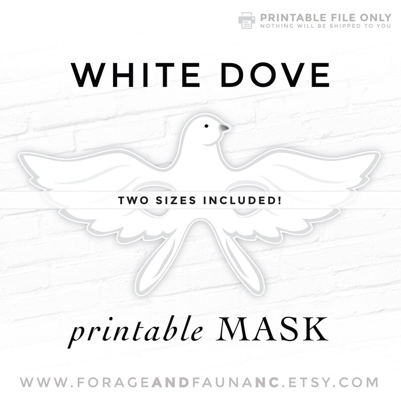 White Dove Printable Mask Nativity Scene Theater Masks Pigeon Rock Dove ...