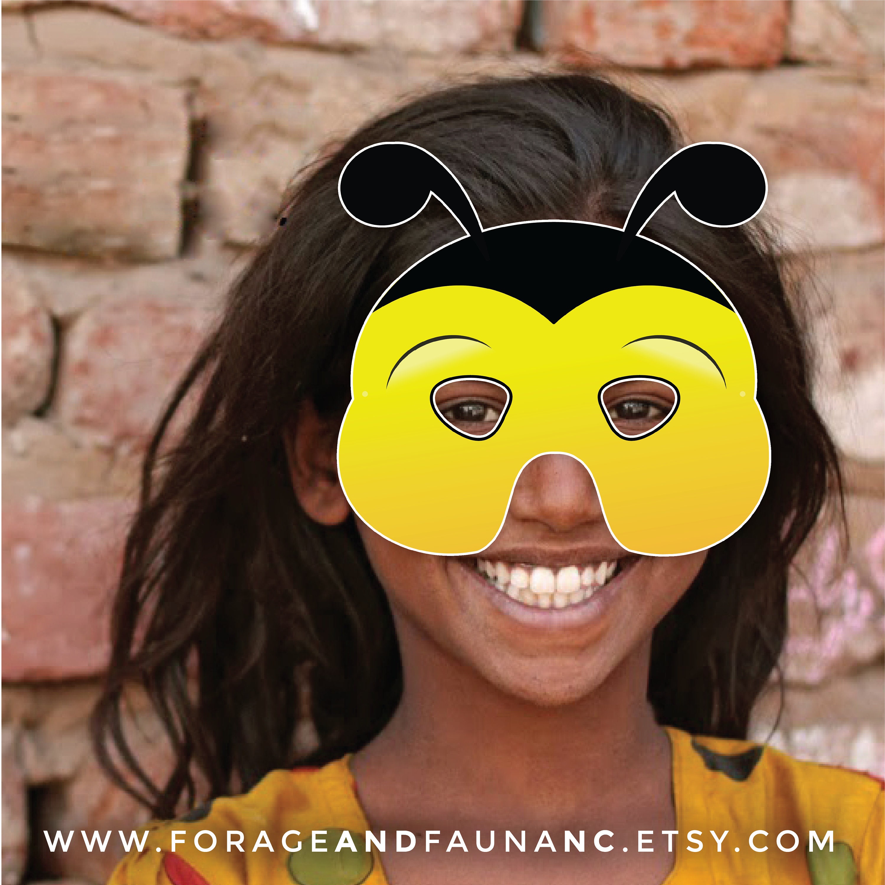 Bumble Bee Head Printable Cute Bug Insect Halloween Party Fun Time Mask ...