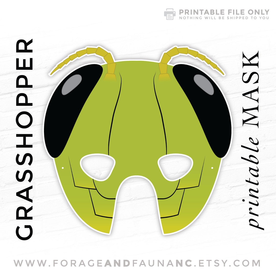 Grasshopper Printable Mask Printable Katydid Bug Mask Green Grasshopper ...