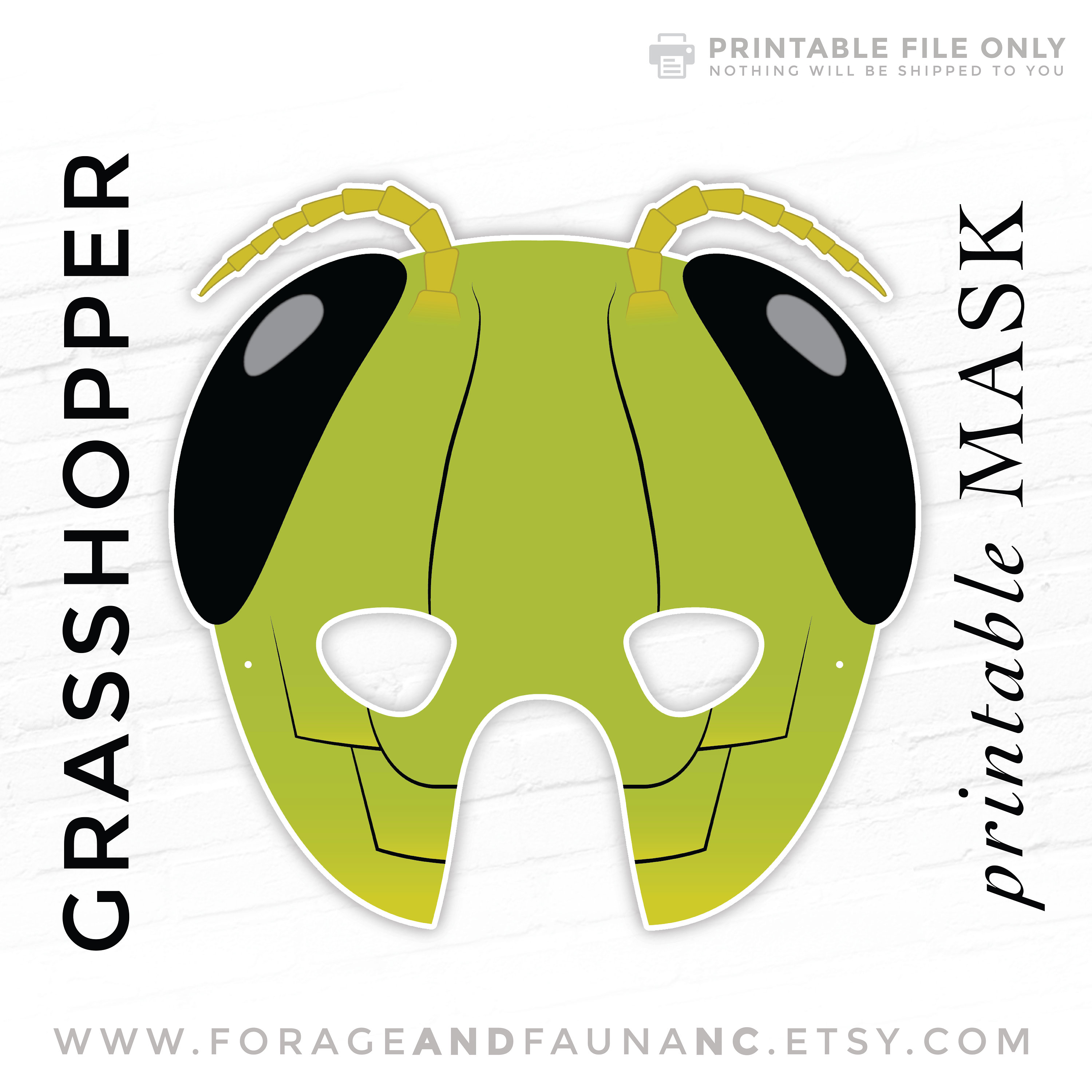 Grasshopper Printable Mask Printable Katydid Bug Mask Green Grasshopper ...