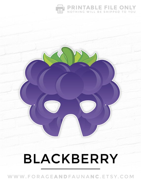 Blackberry Mask Printable Mask Fruit Mask Food Mask Playtime | Etsy