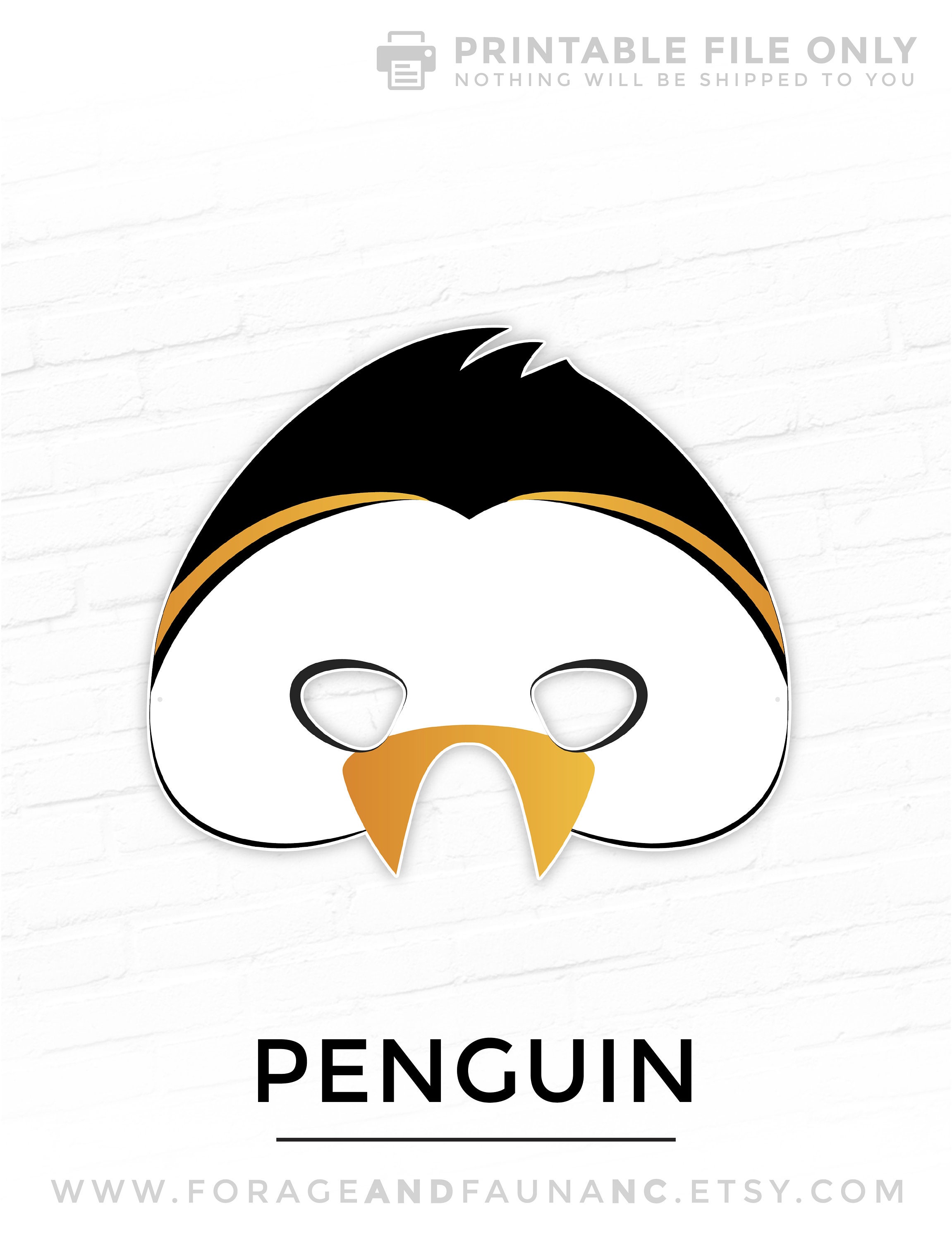 Penguin Printable Bird Mask King Penguin Emperor Penguin Mask | Etsy