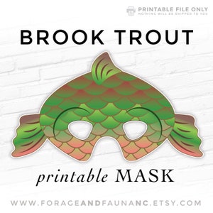 Brook Trout Printable Fish Mask Green Trout Costume Mask Fish Booth ...