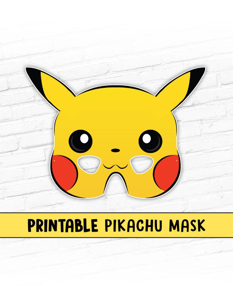 Printable Pikachu Mask Pokemon Mask Cartoon Character Mask Etsy