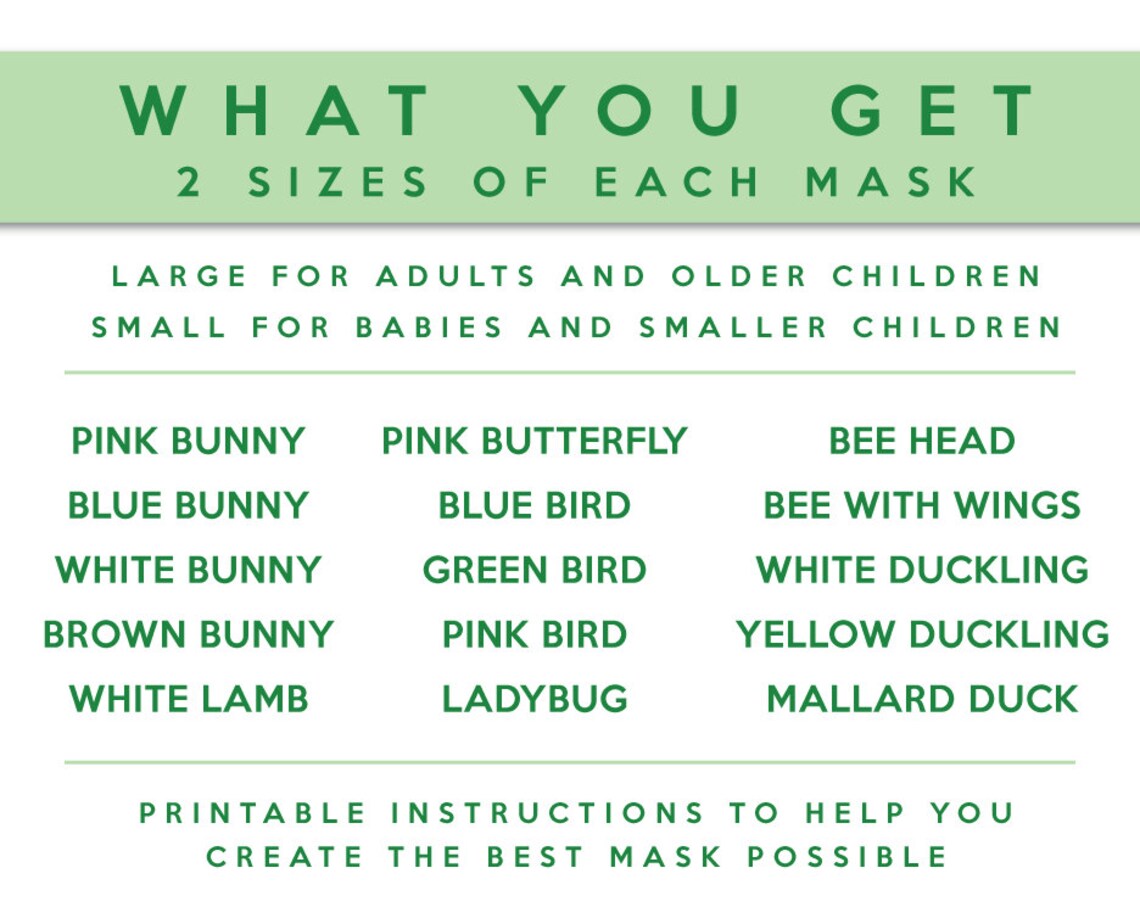 Spring Easter Printable Animal Mask Set, 15 Printable Masks - 2 Sizes ...