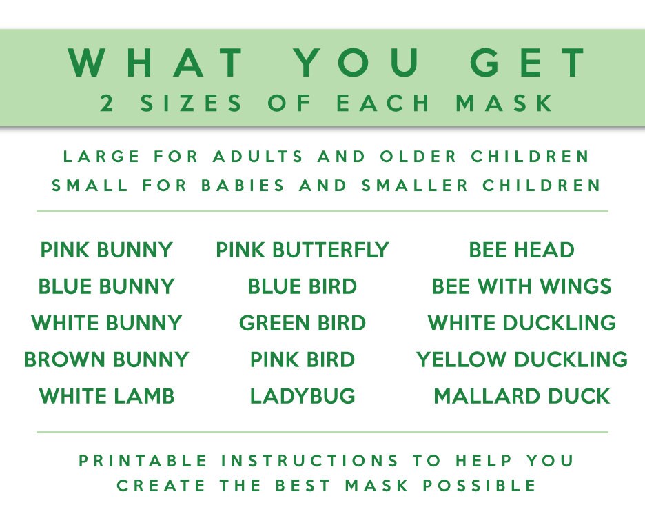 Spring Easter Printable Animal Mask Set, 15 Printable Masks - 2 Sizes ...