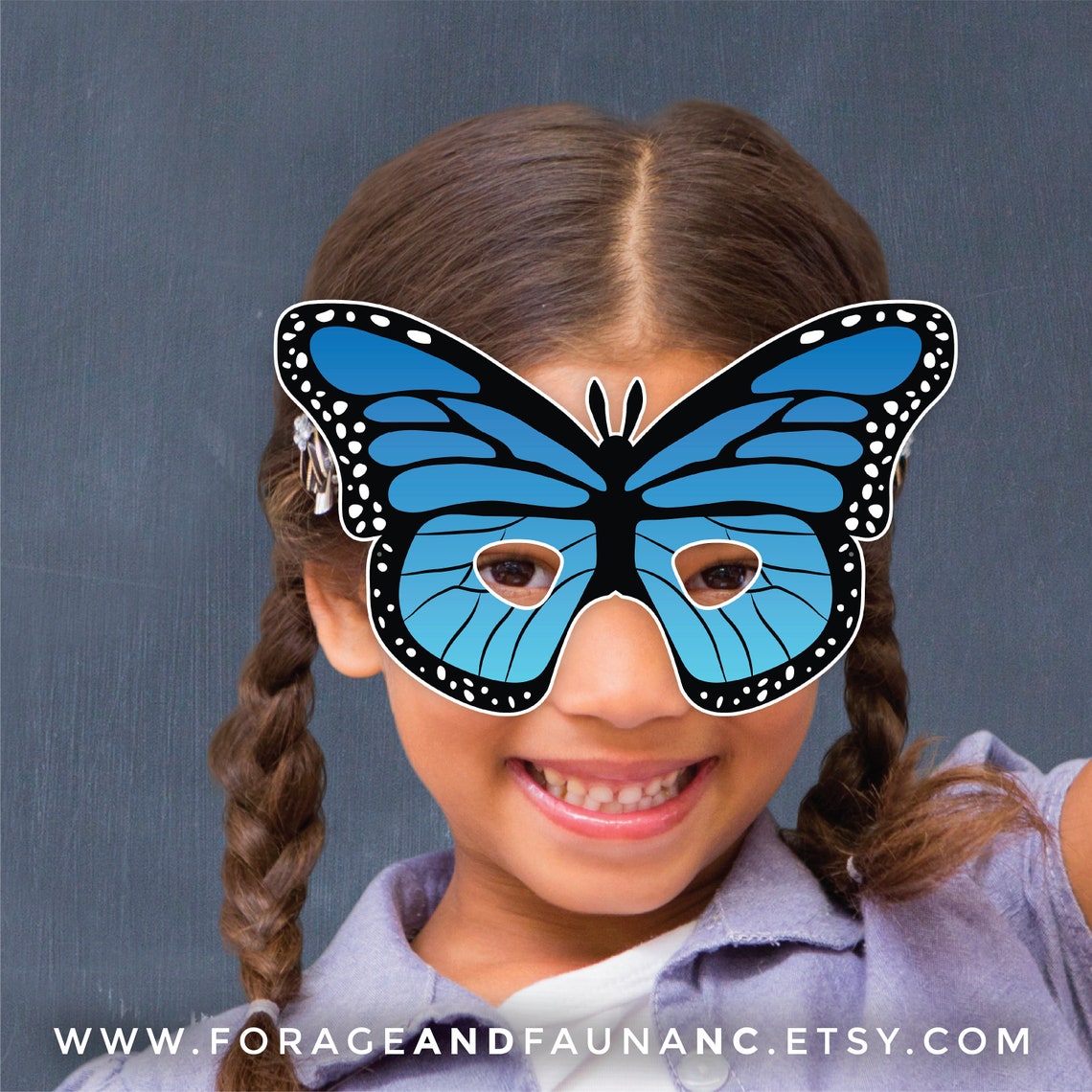 Blue Butterfly Printable Mask Costume Cosplay Butterfly Insect | Etsy