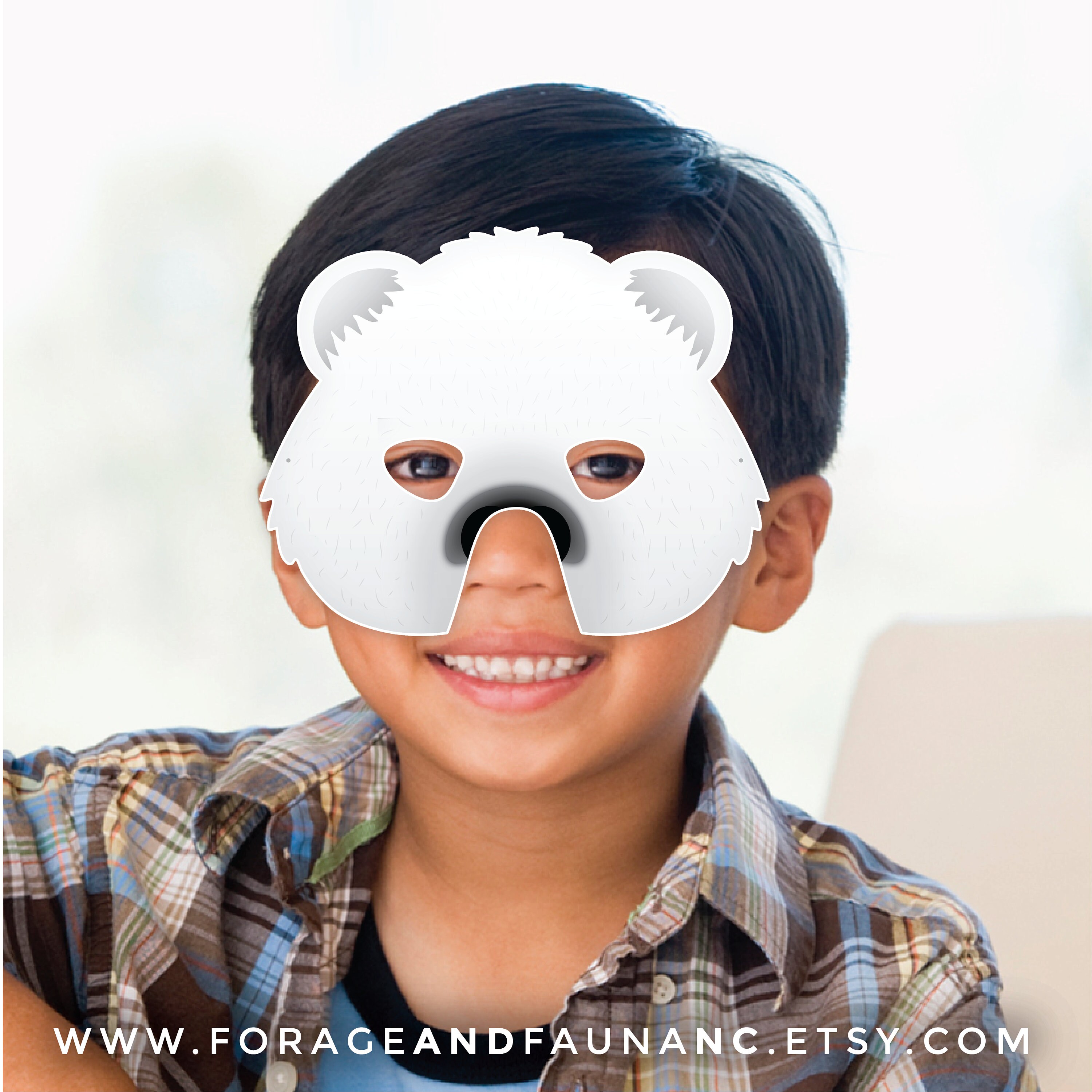 Polar Bear Printable Animal Mask Halloween Arctic White Character ...
