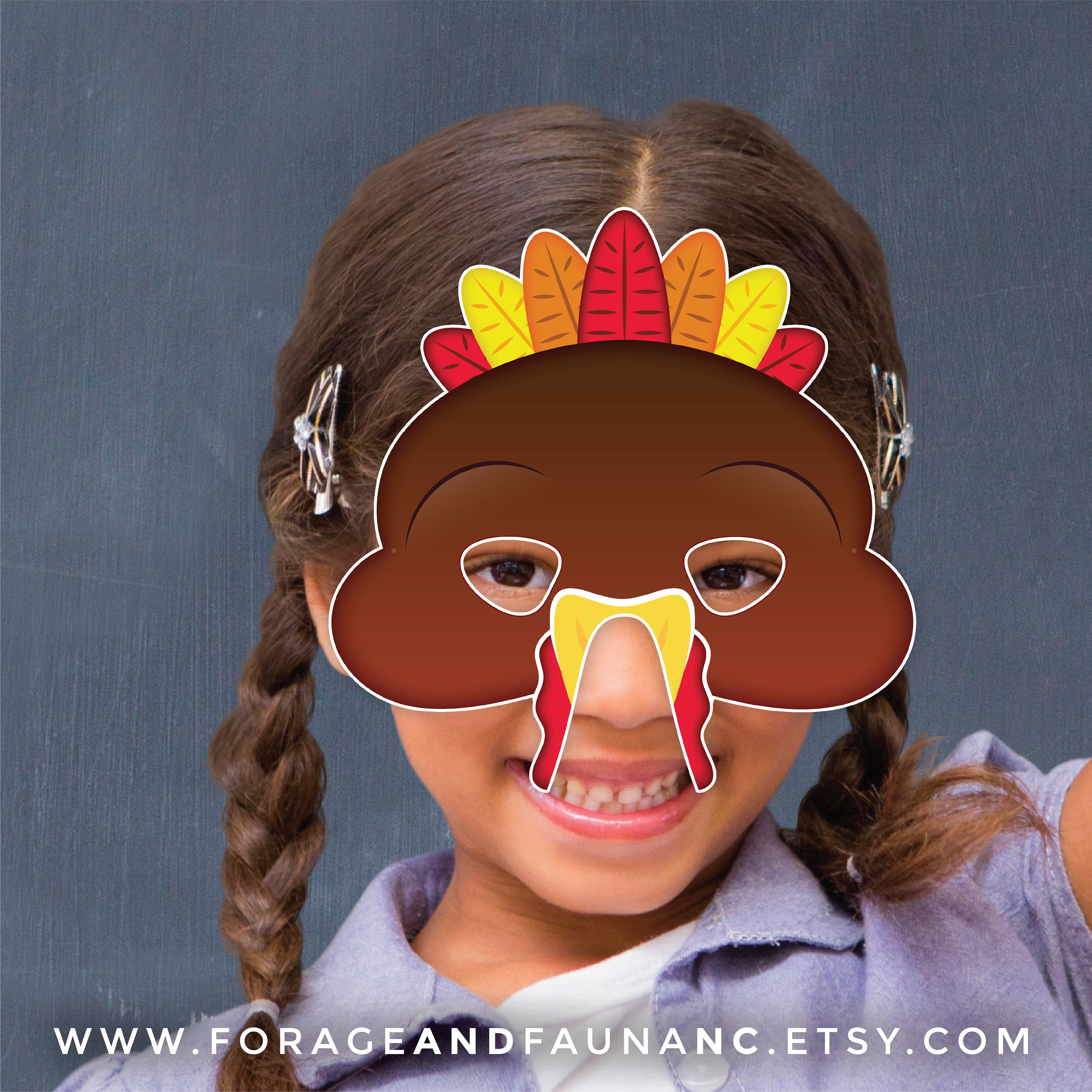 Turkey Printable Costume Face Mask Thanksgiving Printable Bird | Etsy