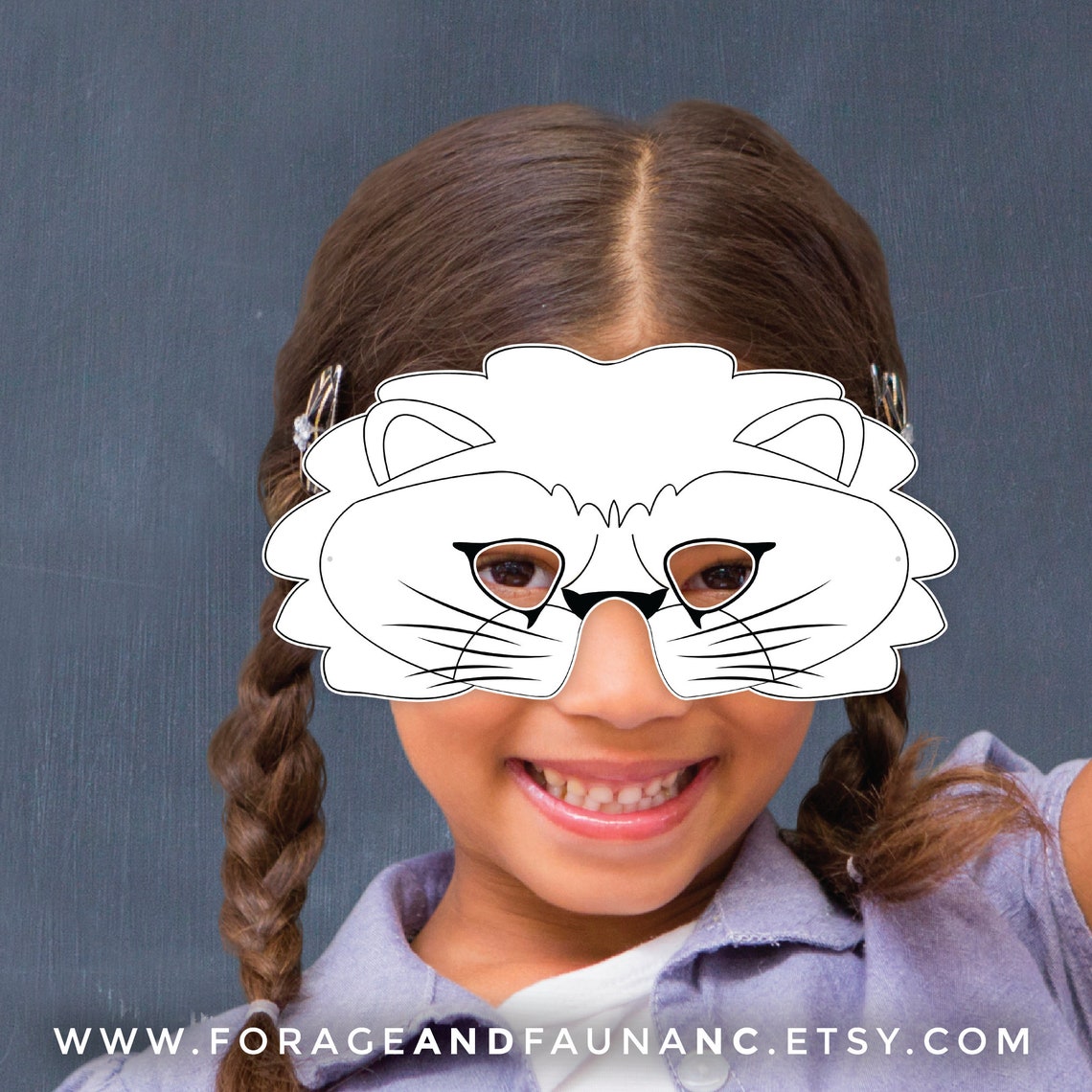 Lion Mask Printable Halloween Mask Coloring Book Page Birthday - Etsy