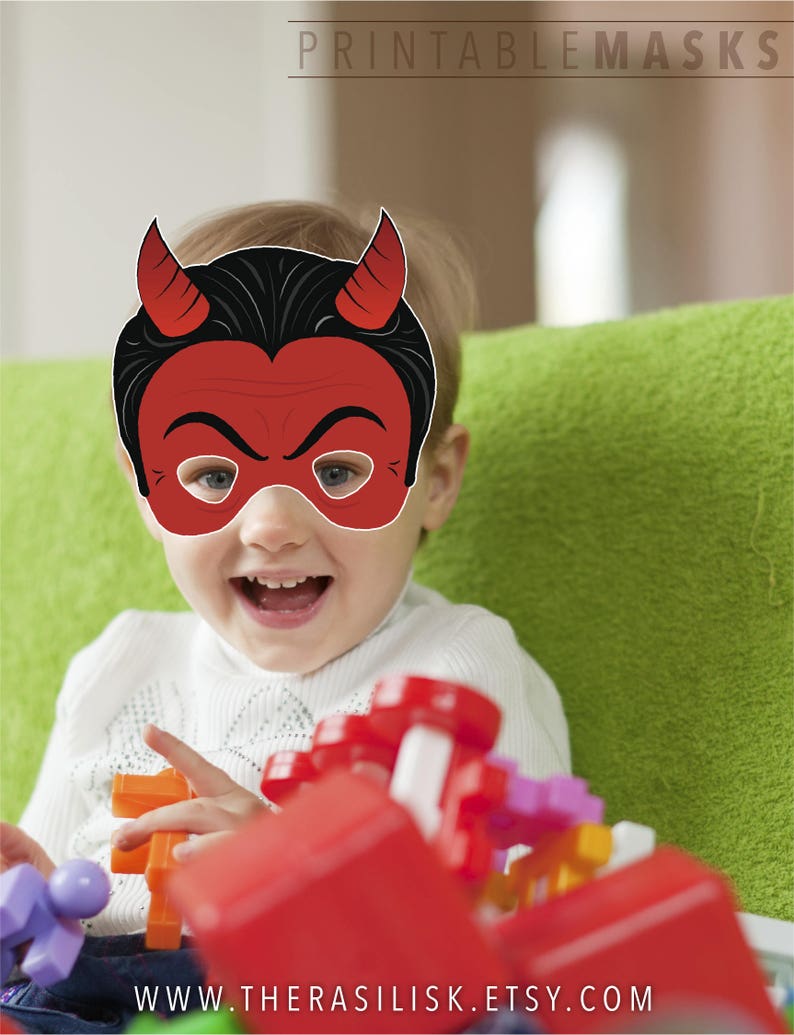 Red Devil Halloween Printable Mask, Satan DIY Costume - Etsy
