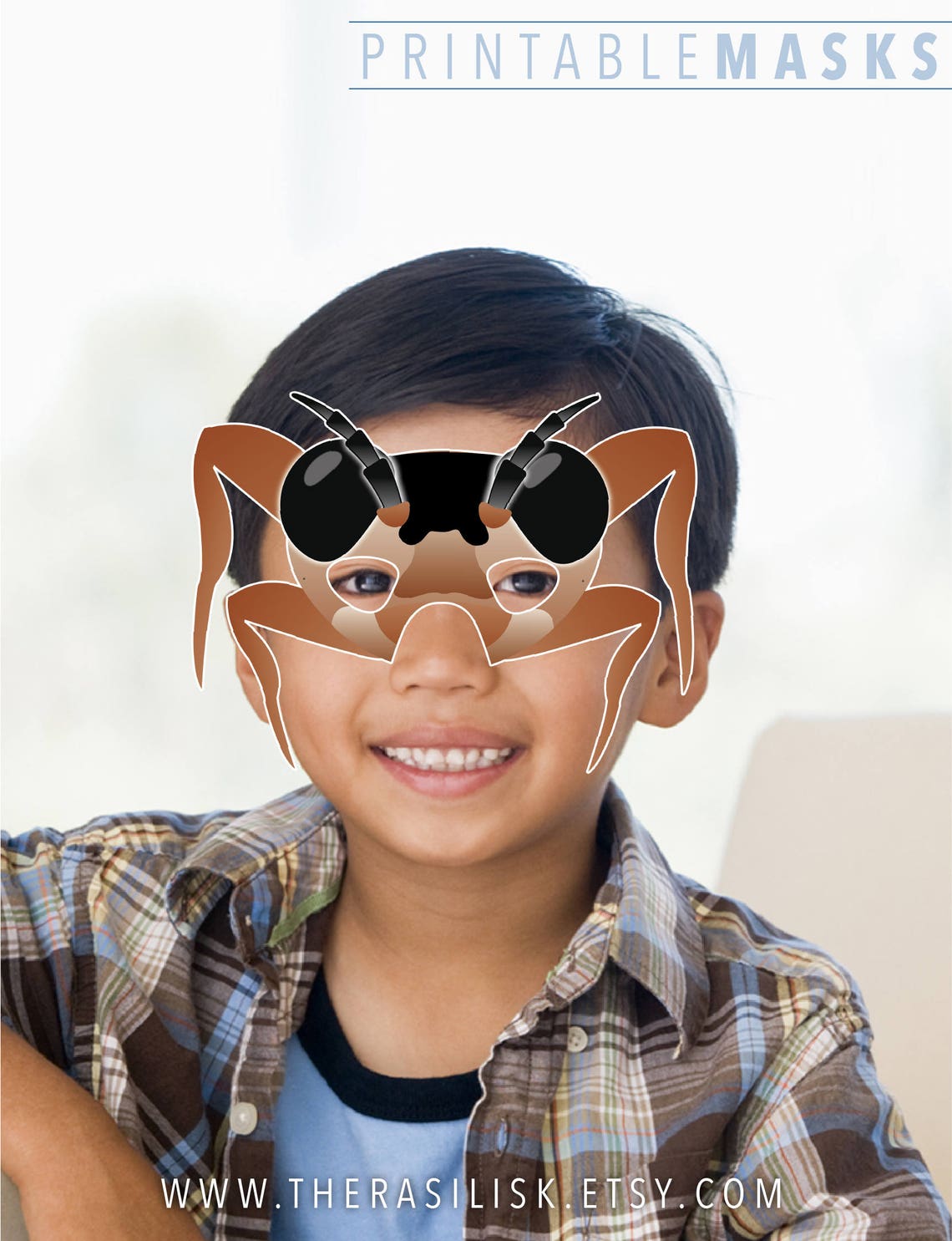 Cricket Mask Brown Grasshopper Printable Mask Bug Mask Bull | Etsy Canada