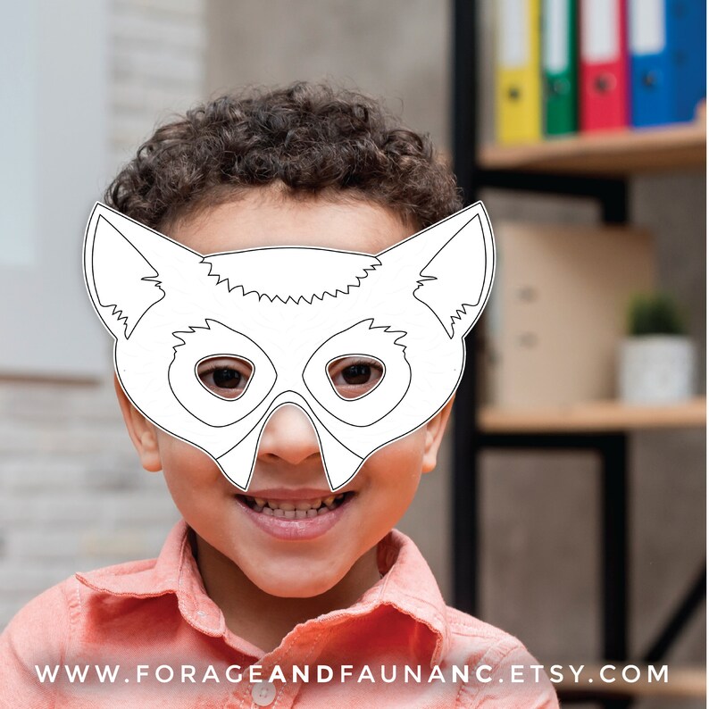 Lemur Mask Printable Coloring Book Page Animal Mask Birthday Party ...