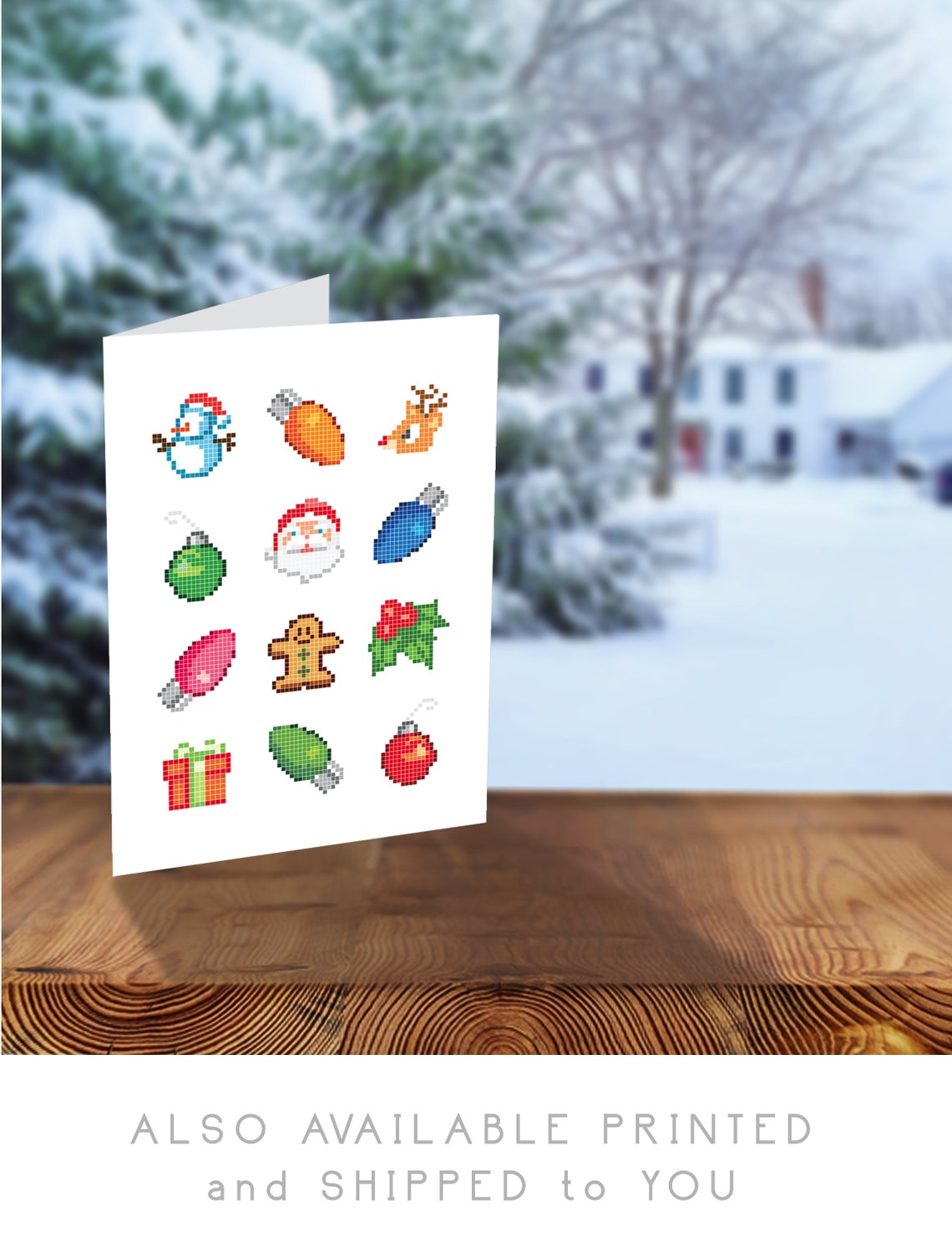 Printable Holiday Cards Geeky Christmas Card Pixel Christmas - Etsy