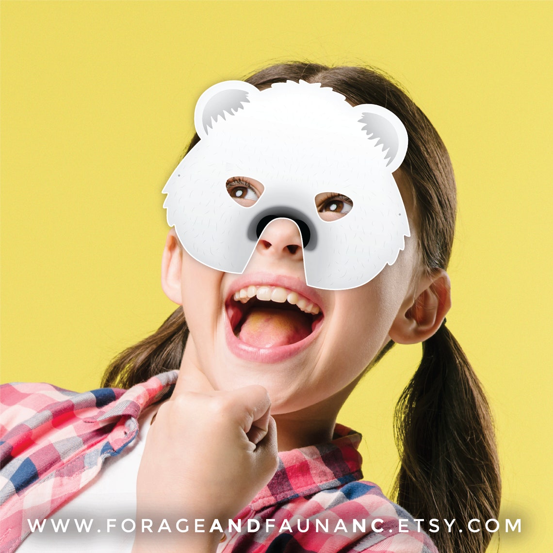 Polar Bear Printable Animal Mask Halloween Arctic White Character ...
