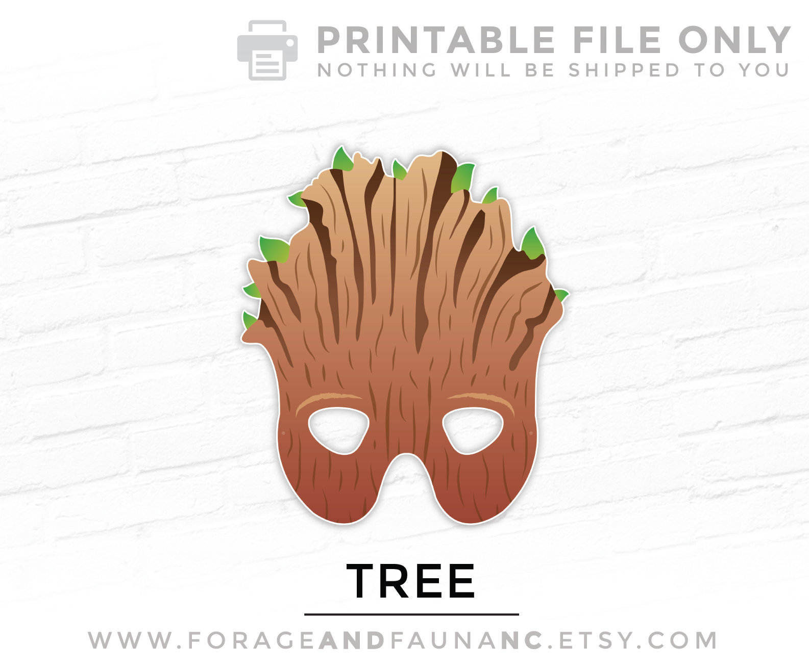 Tree Printable Mask Halloween Mask Printable Party Mask Groot | Etsy